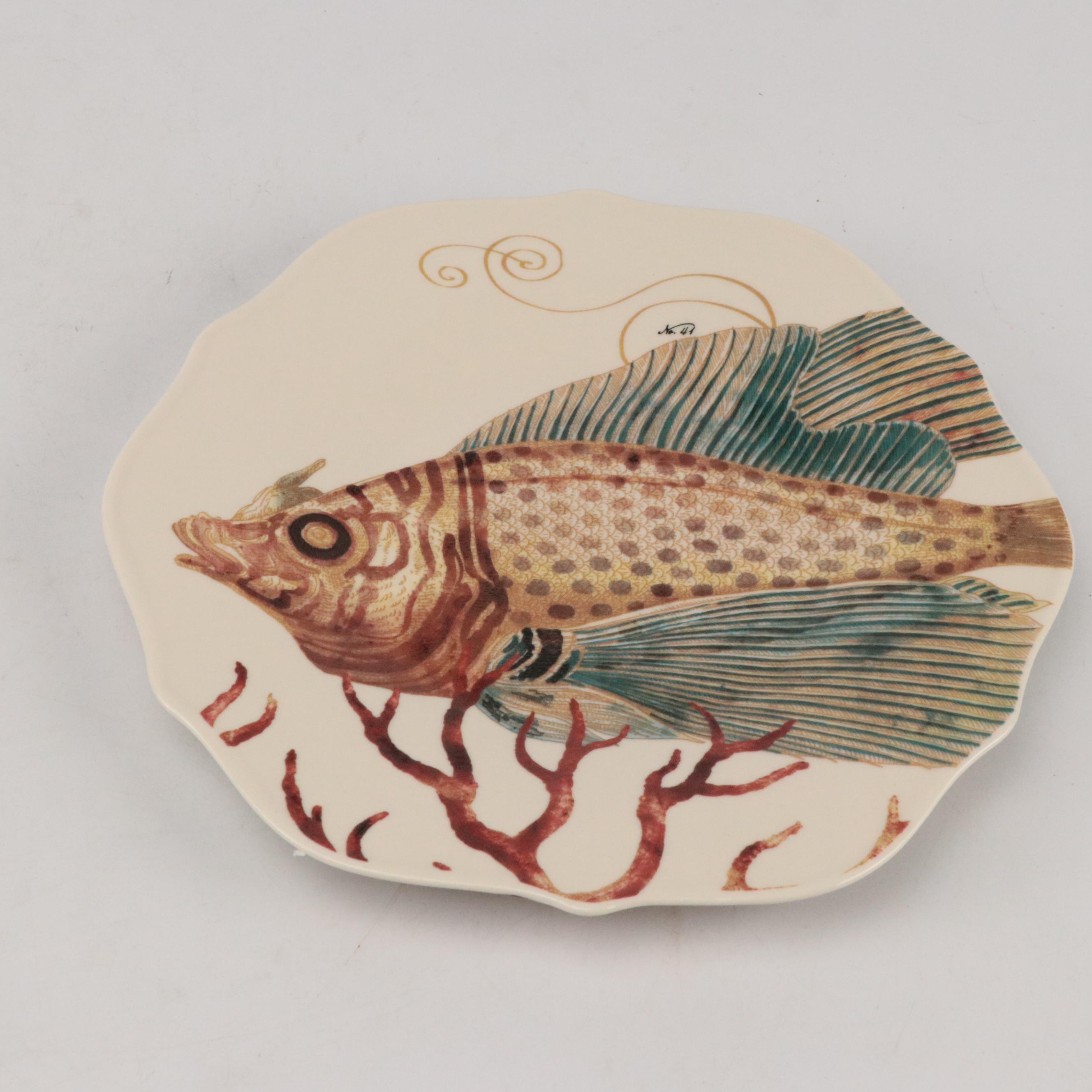 Creative Co-Op Tim Coffey Fish Pattern Plates | EBTH