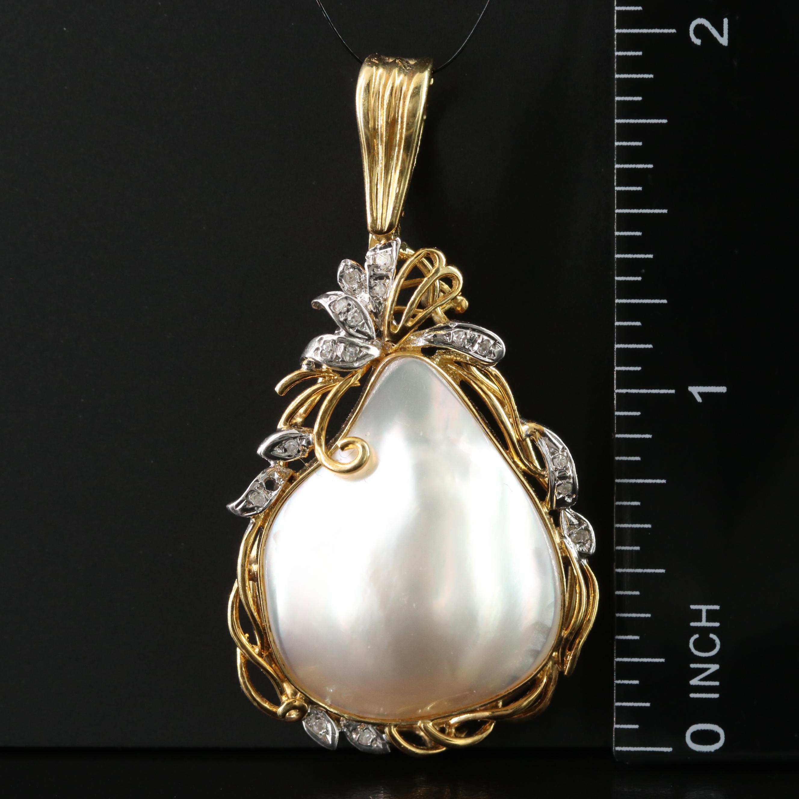 14K Pearl and Diamond Enhancer Pendant | EBTH