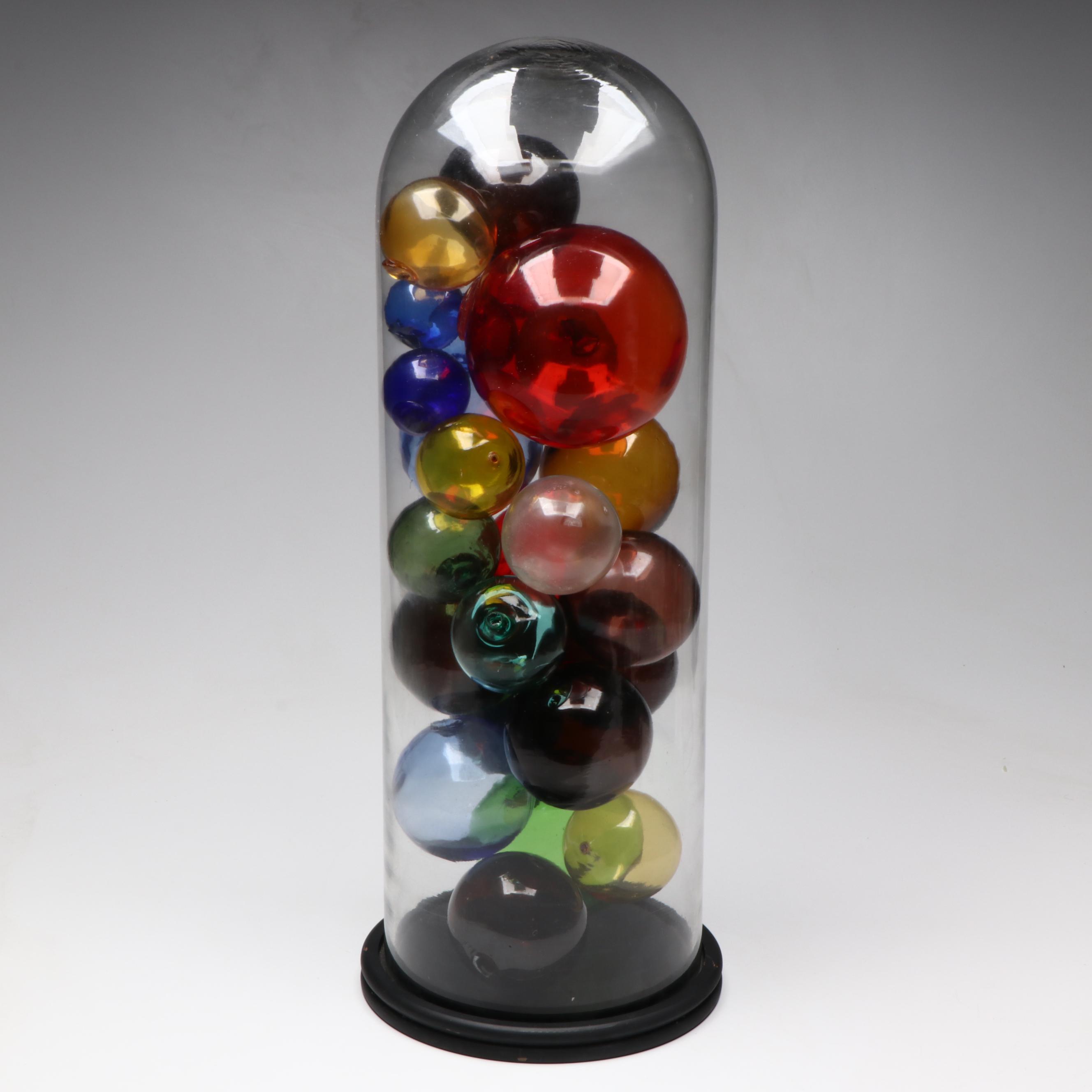 Blown Glass Orbs with Cloche Display | EBTH