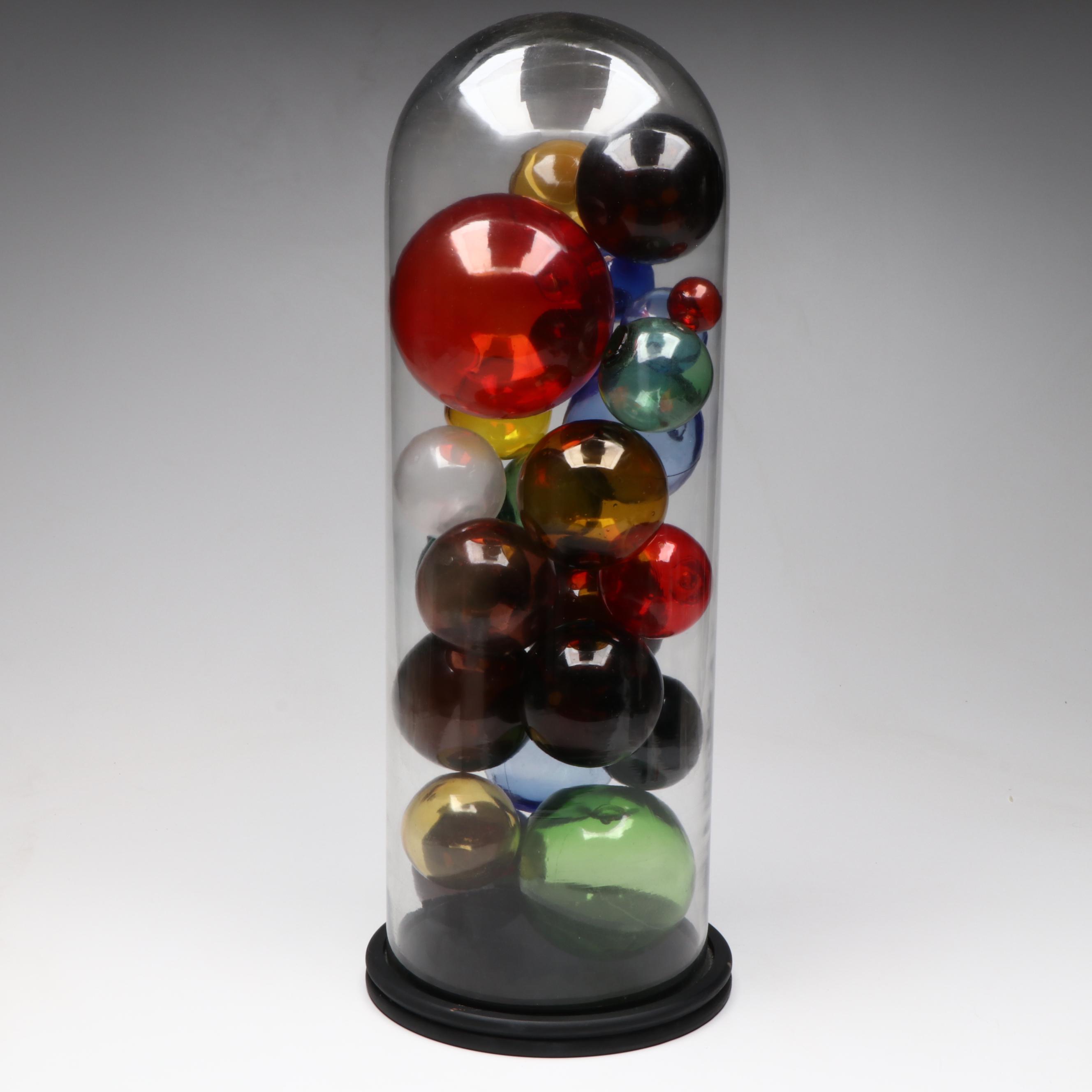 Blown Glass Orbs with Cloche Display | EBTH