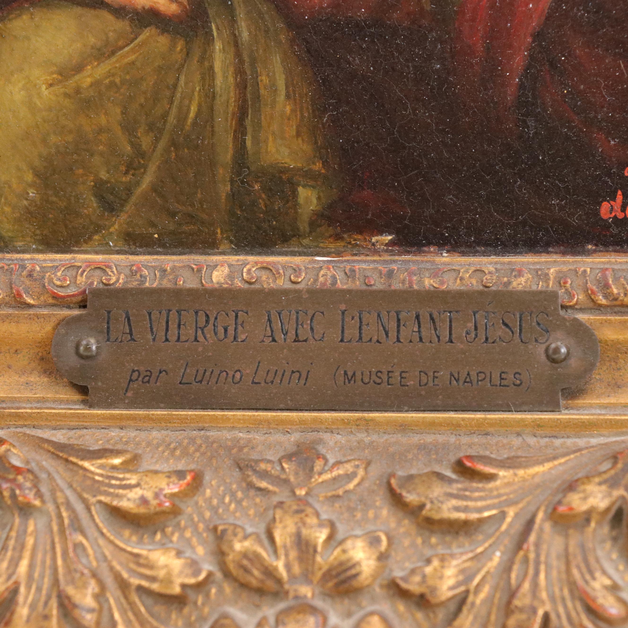 G. Alfieri Virgin and Infant Artist Copy Oil Painting After Luino Luini ...