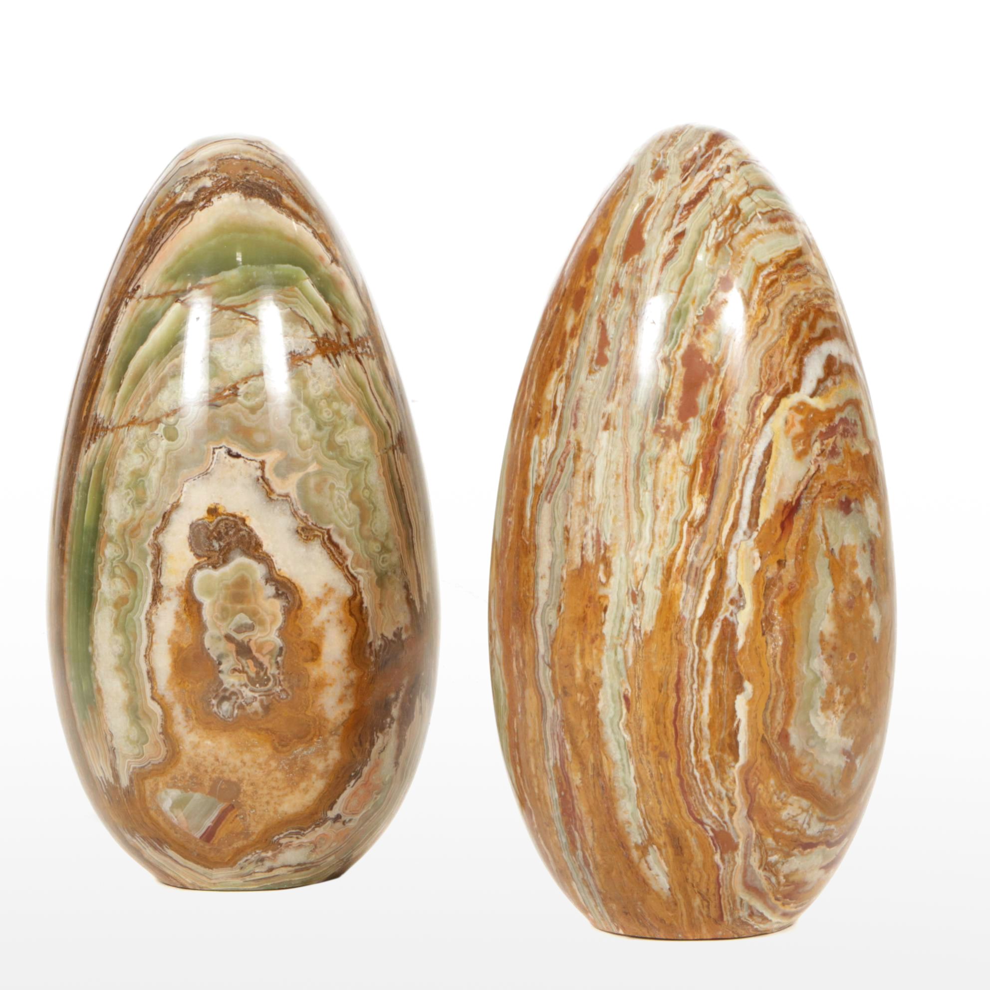 Oversized Polished Banded Calcite Marble Eggs | EBTH