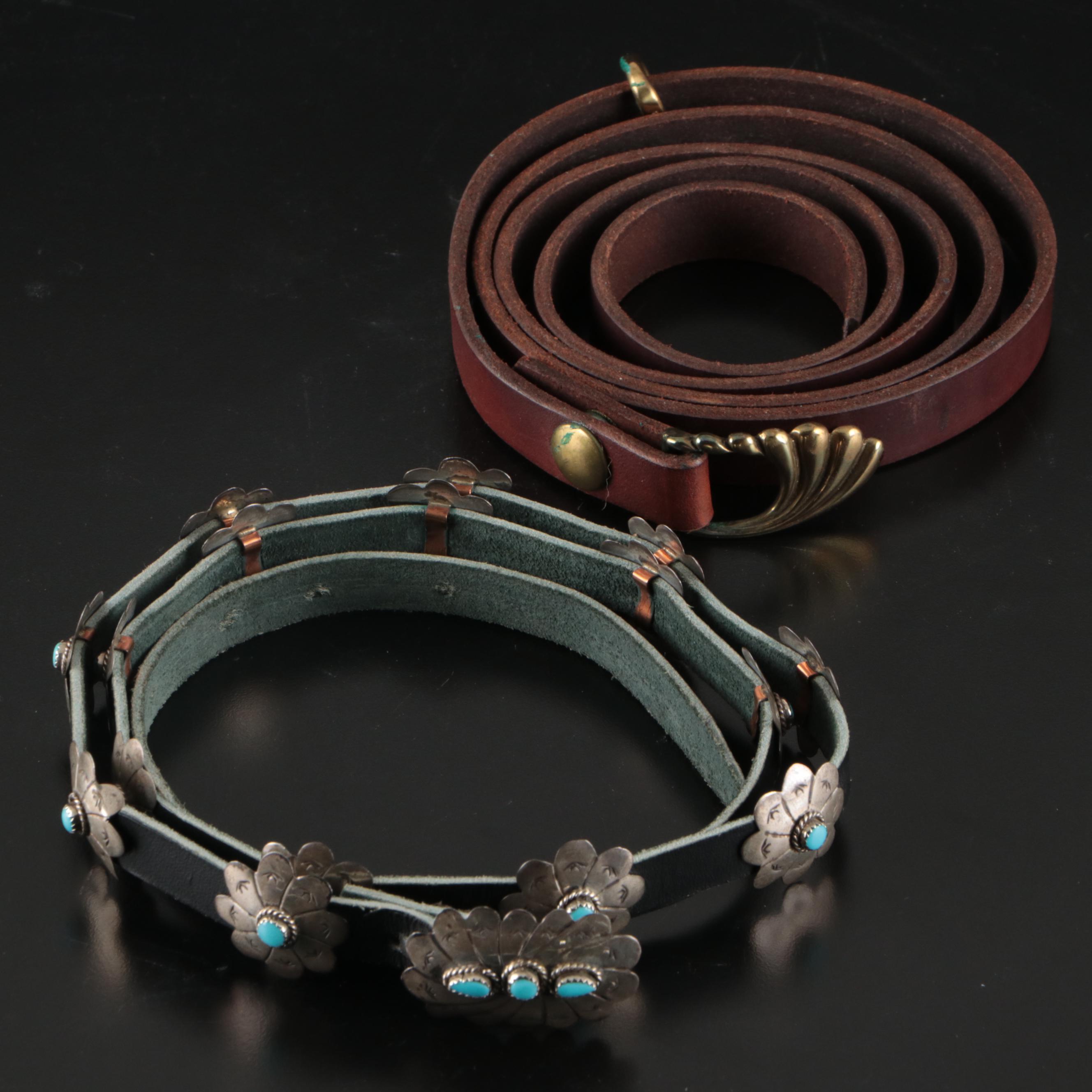 Southwestern Sterling Silver Turquoise Concho Belt and ISIS Brass ...