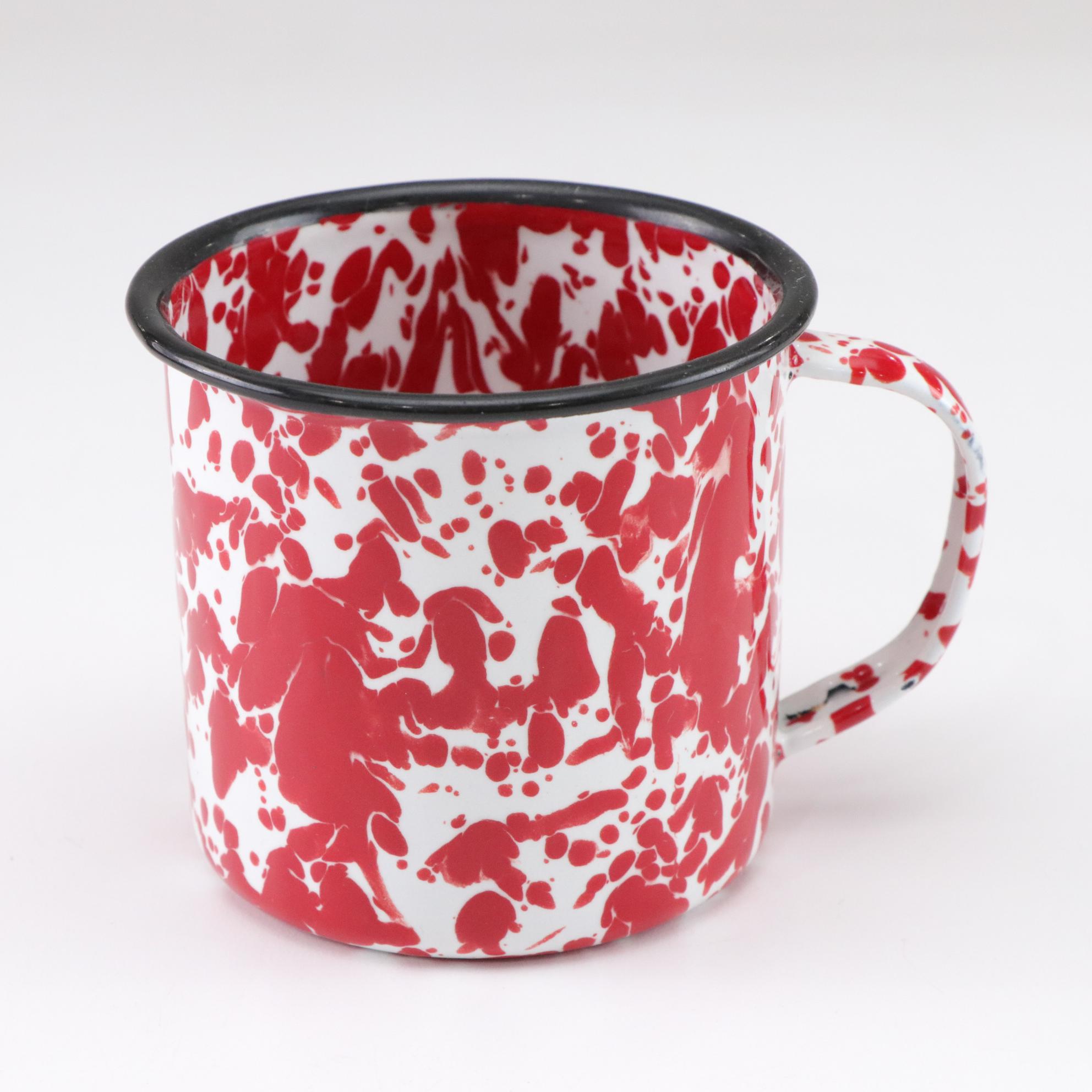 Red Splatter Enamelware Cups, Plates & Bowls | EBTH