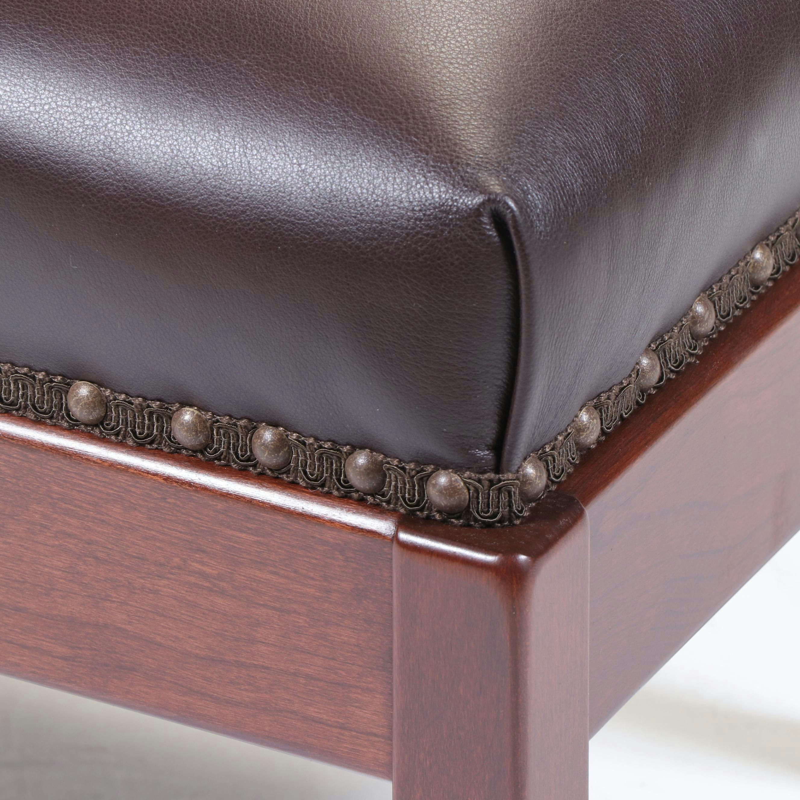 Buckeye Rockers Cherry and Leather Rocking Chair with Ottoman | EBTH