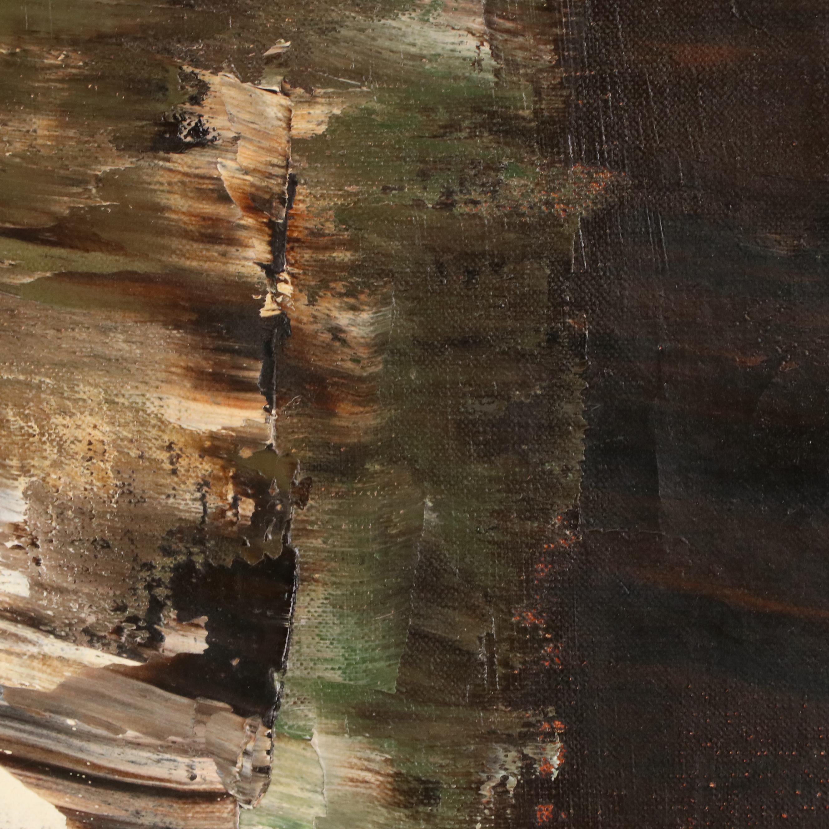 Alfred Sussi Impasto Portrait Oil Painting of Seated Figure, Late 20th ...