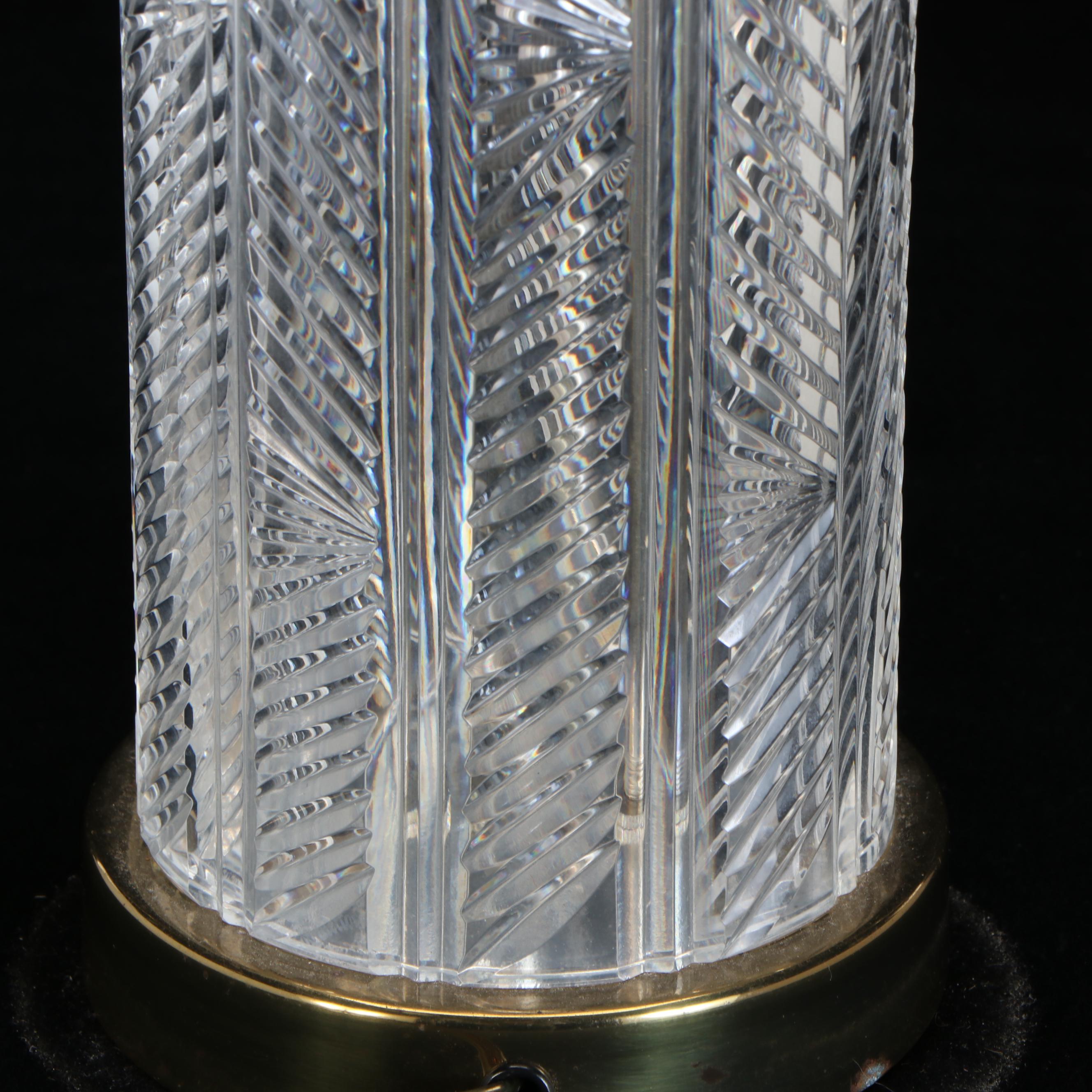 Waterford Crystal and Brass Herringbone Table Lamp | EBTH