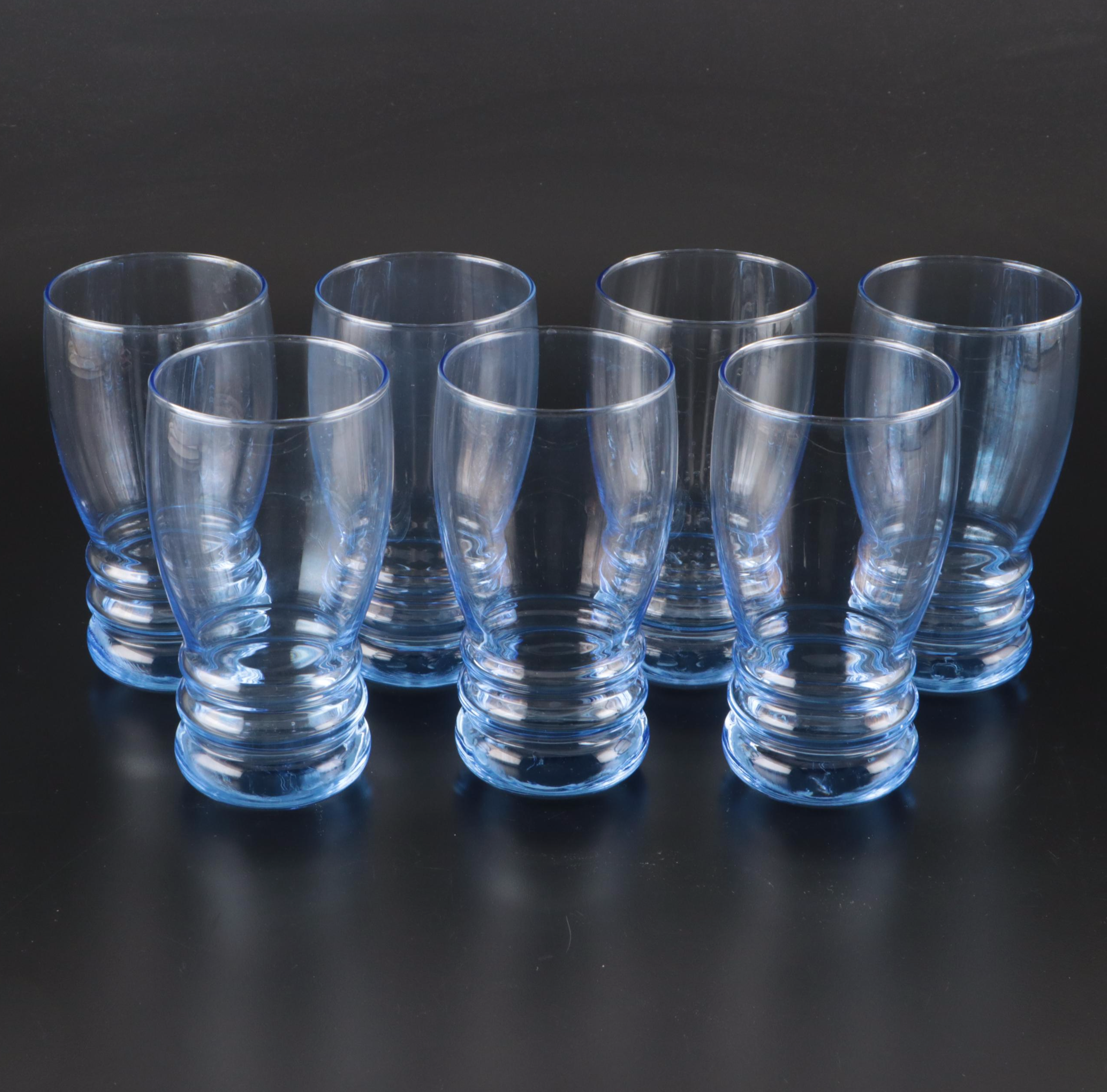 Libbey "Bangles" Misty Blue Glass Double Old Fashioned Glasses and ...