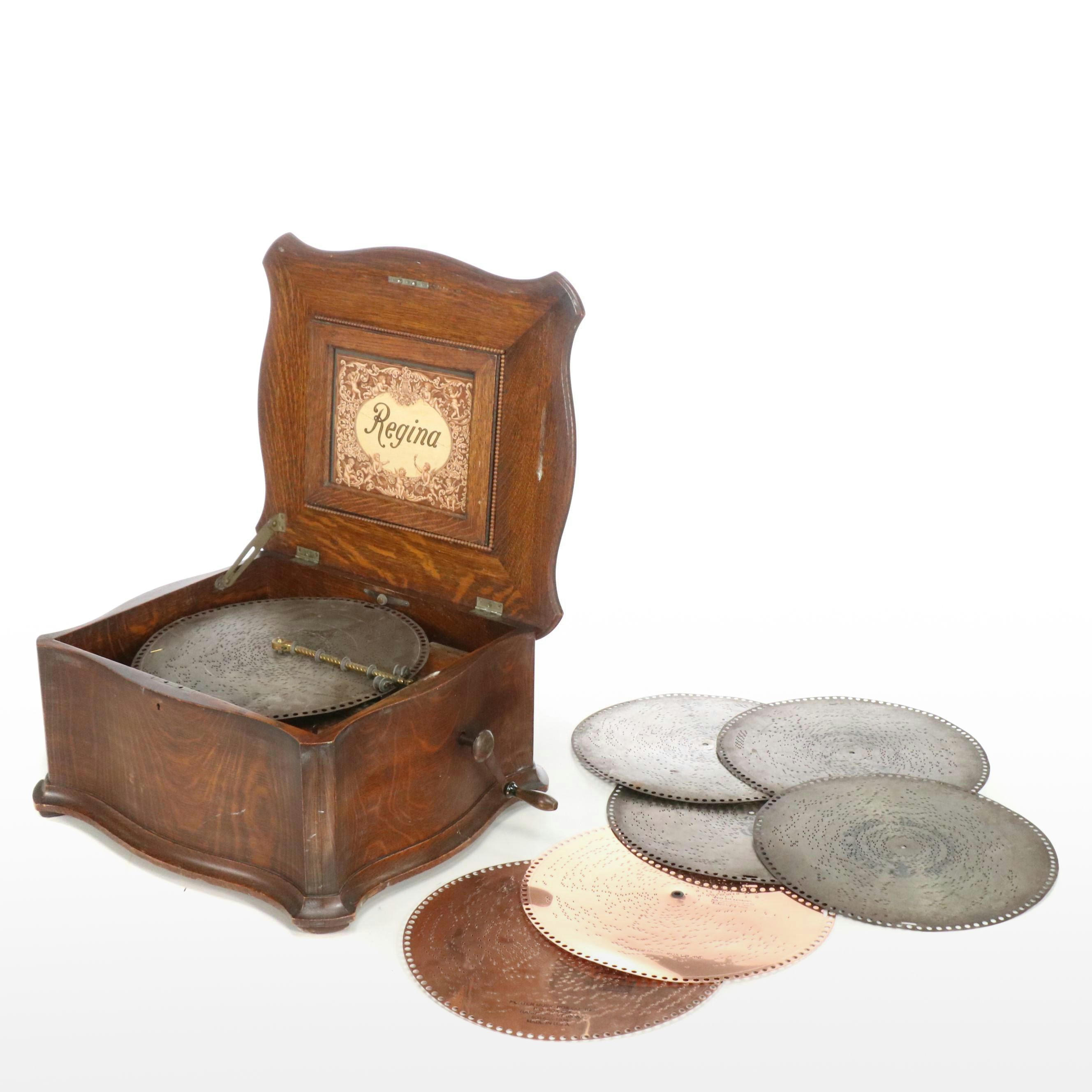 Regina Metal Double Comb Disc Music Box with Records | EBTH