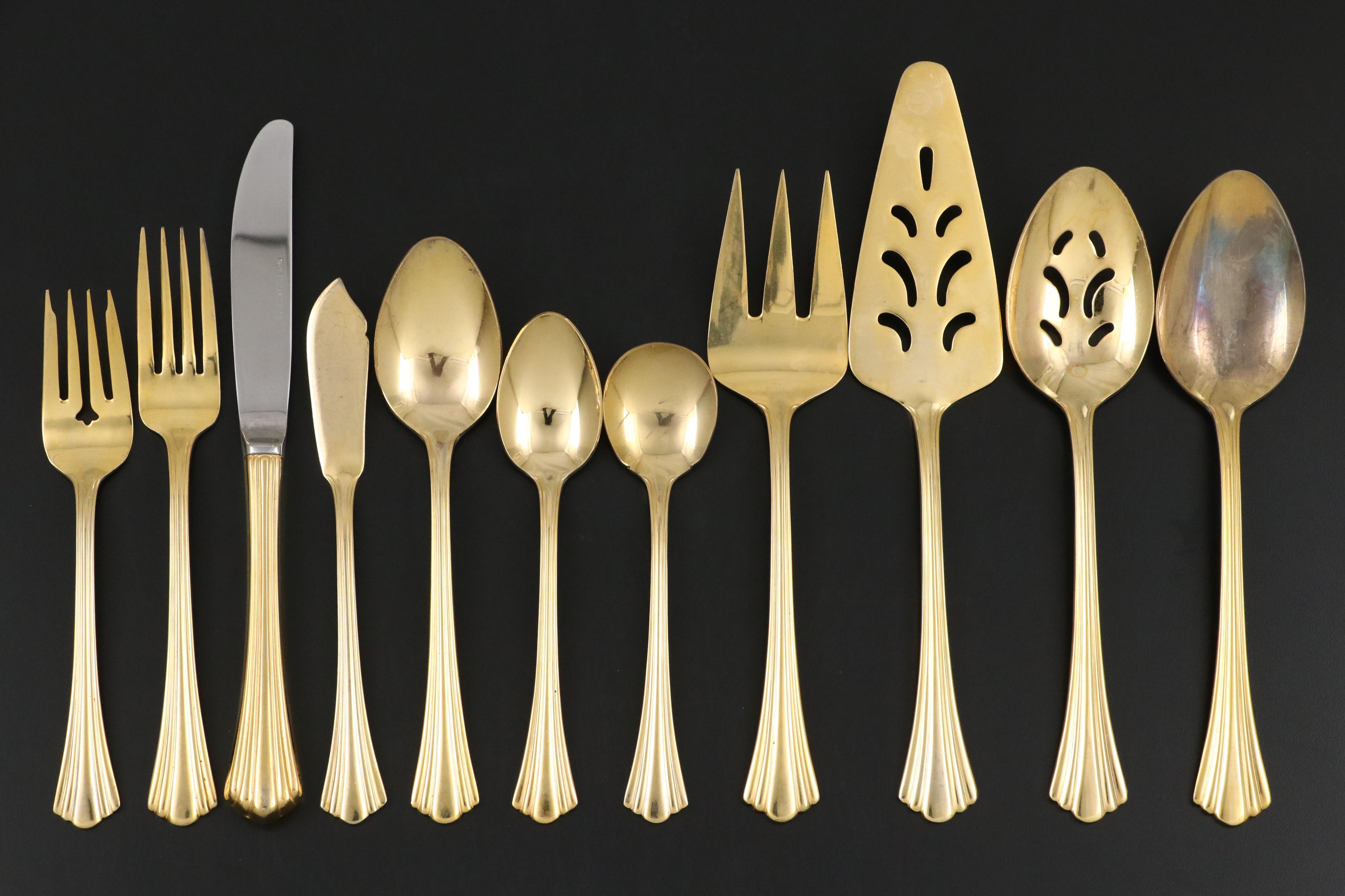 Rogers Bros "Golden Flair" Gold Plate Flatware Set | EBTH