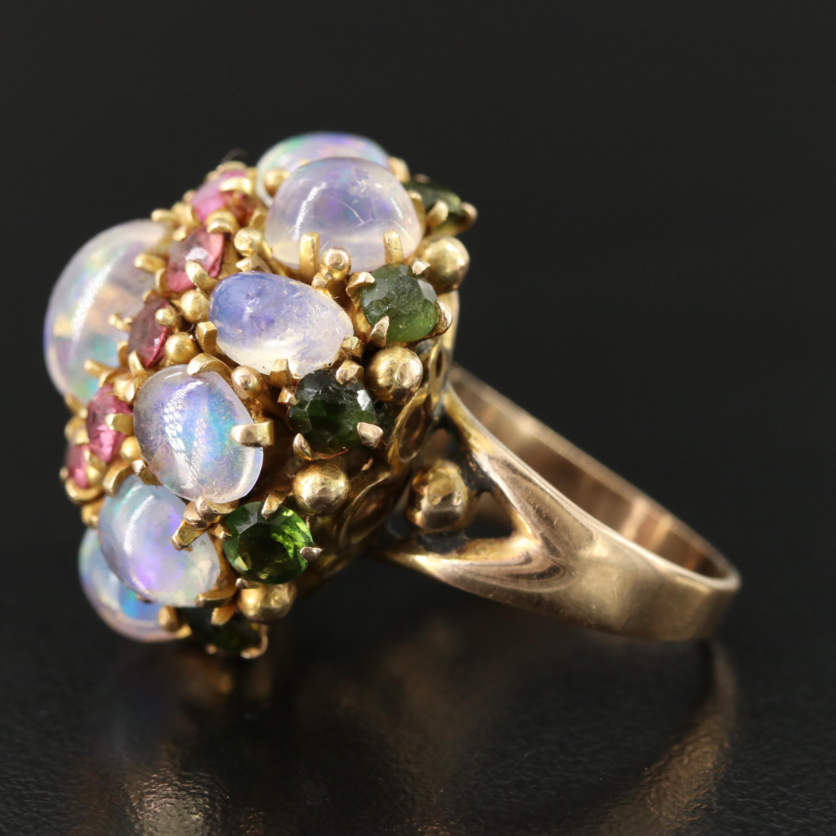 14K Opal and Tourmaline Ring | EBTH