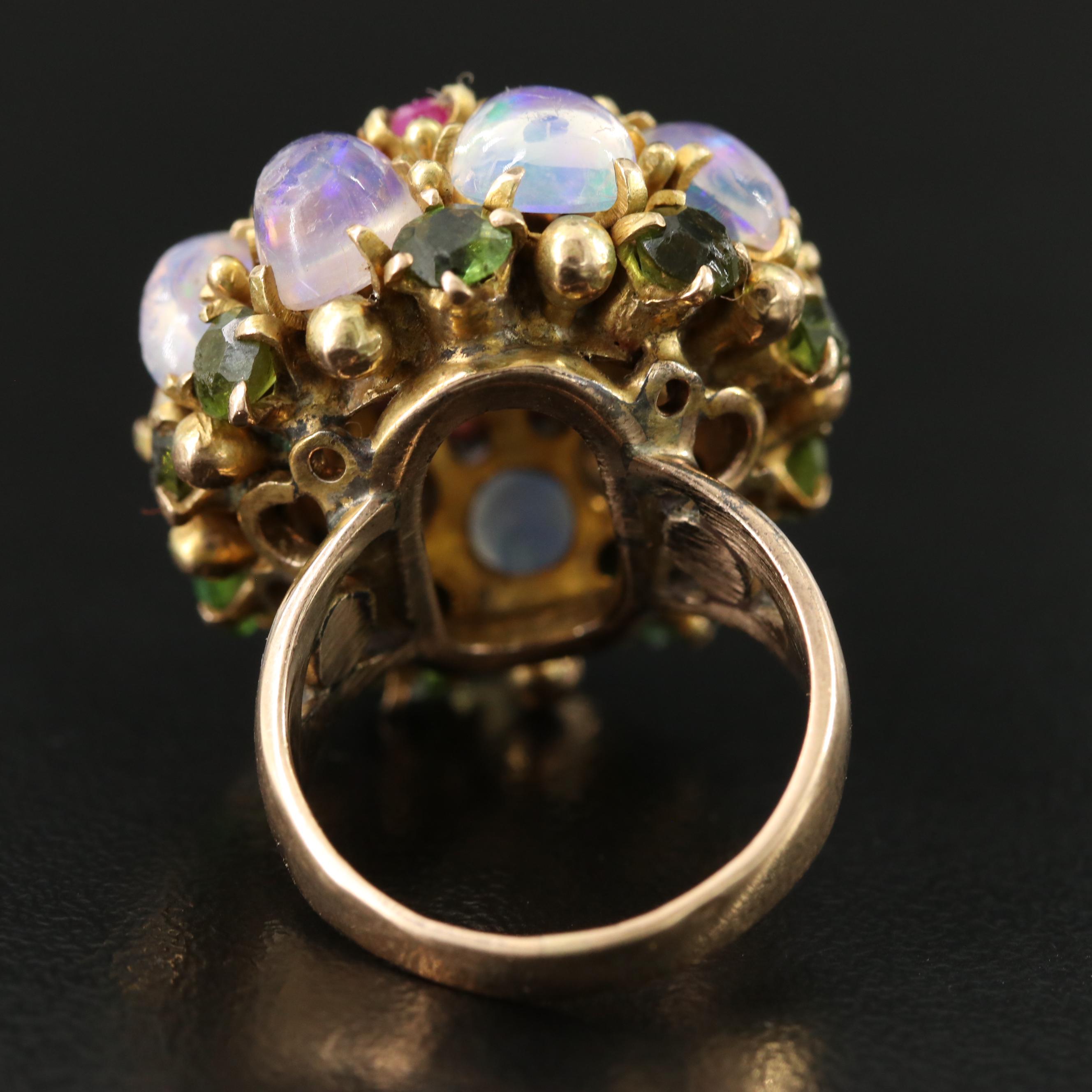 14K Opal and Tourmaline Ring | EBTH