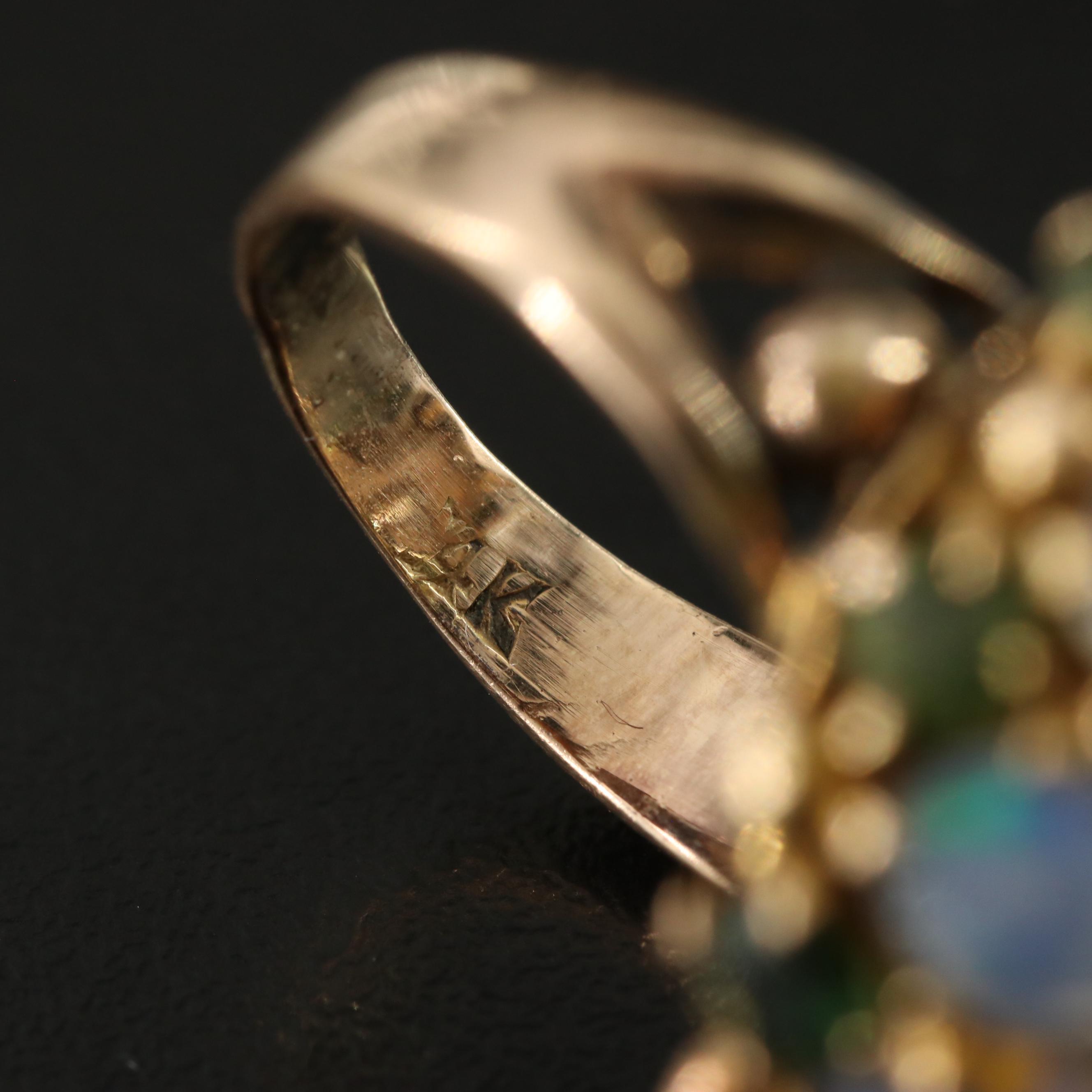 14K Opal and Tourmaline Ring | EBTH