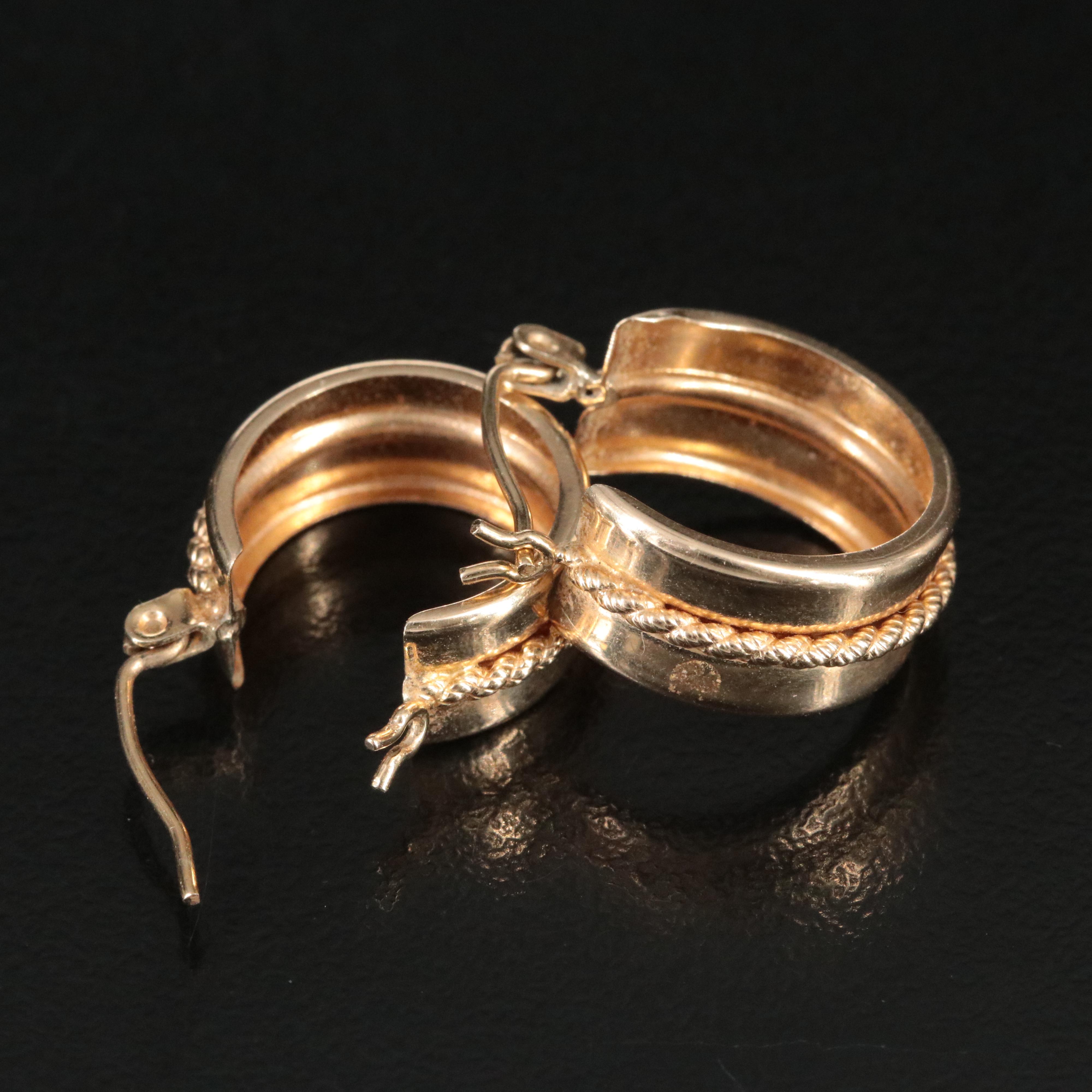 14K Ribbed Hoop Earrings | EBTH