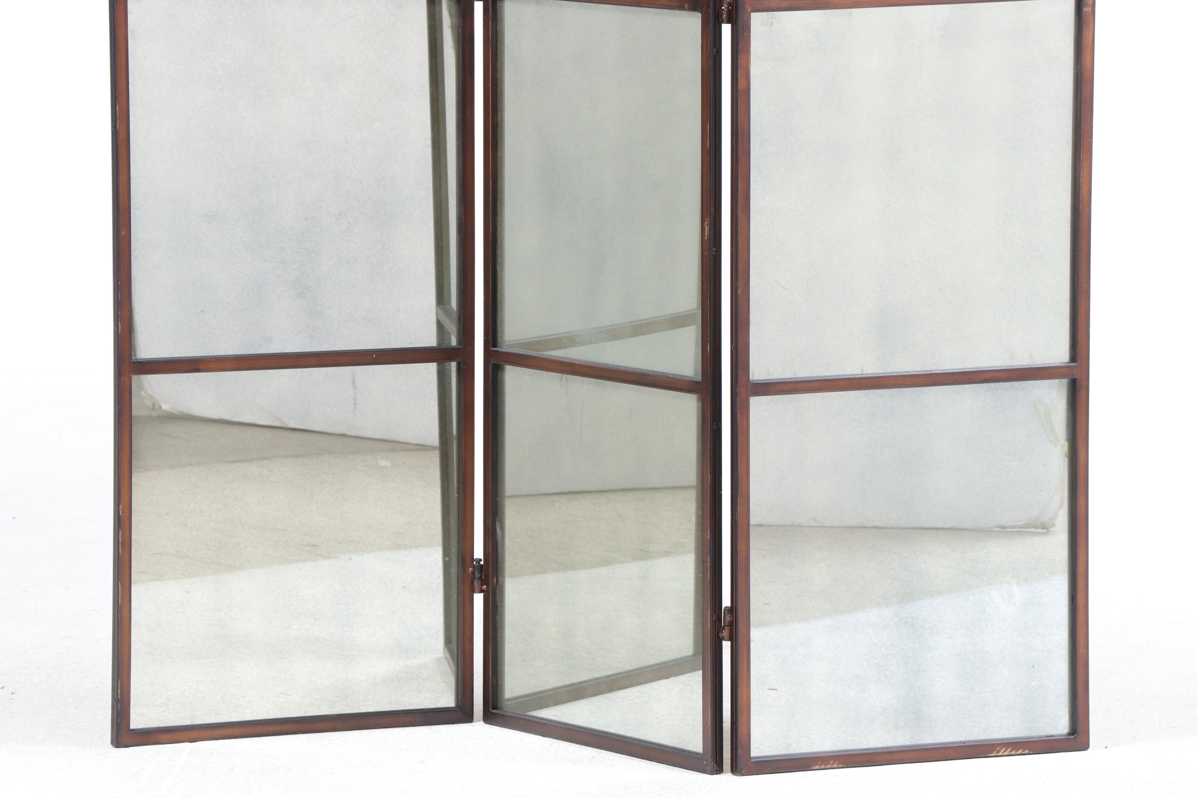 Uttermost Industrial Style Metal Frame Mirrored Screen, 2013 | EBTH