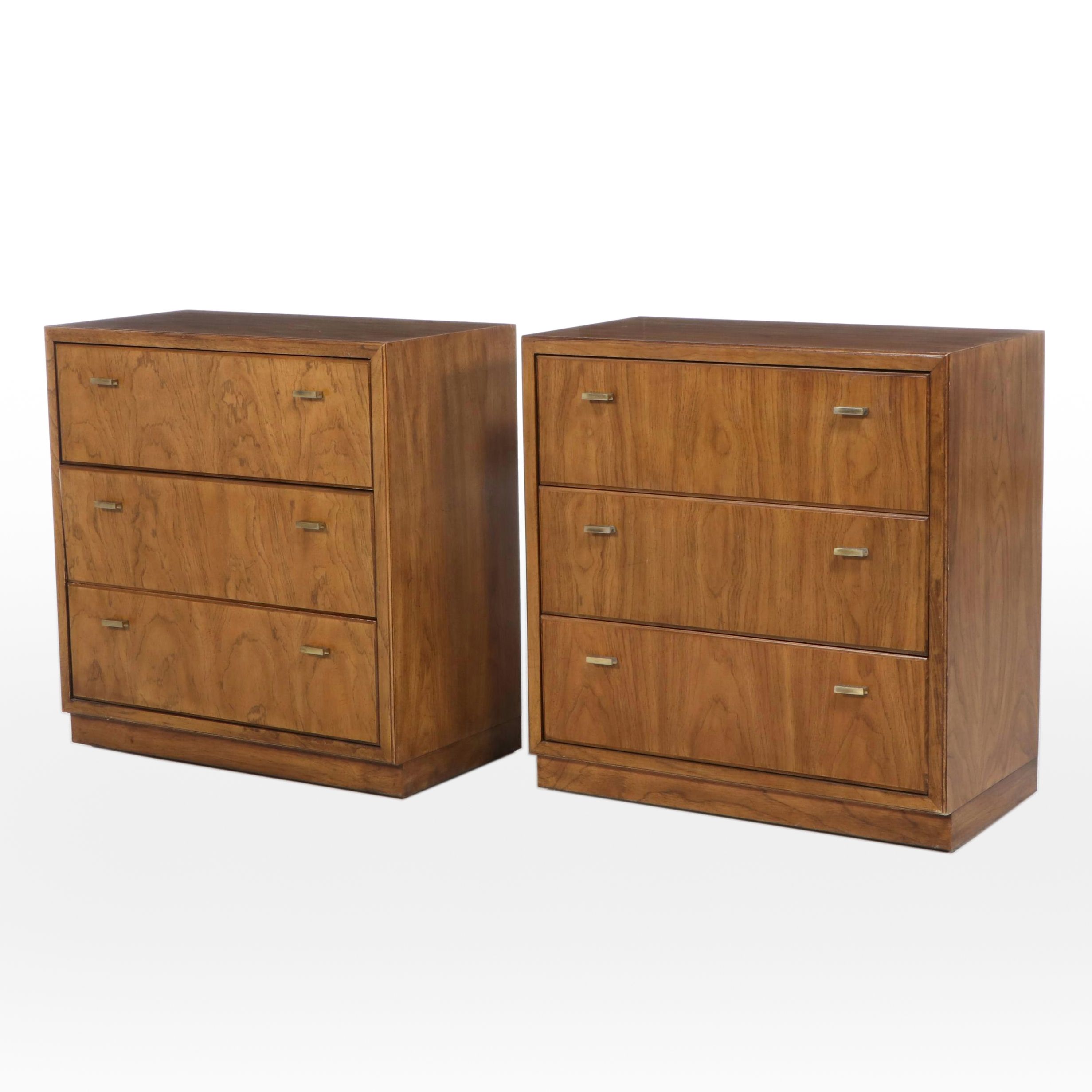 Pair of Drexel-Heritage "Consensus" Mid Century Modern Pecan Three ...
