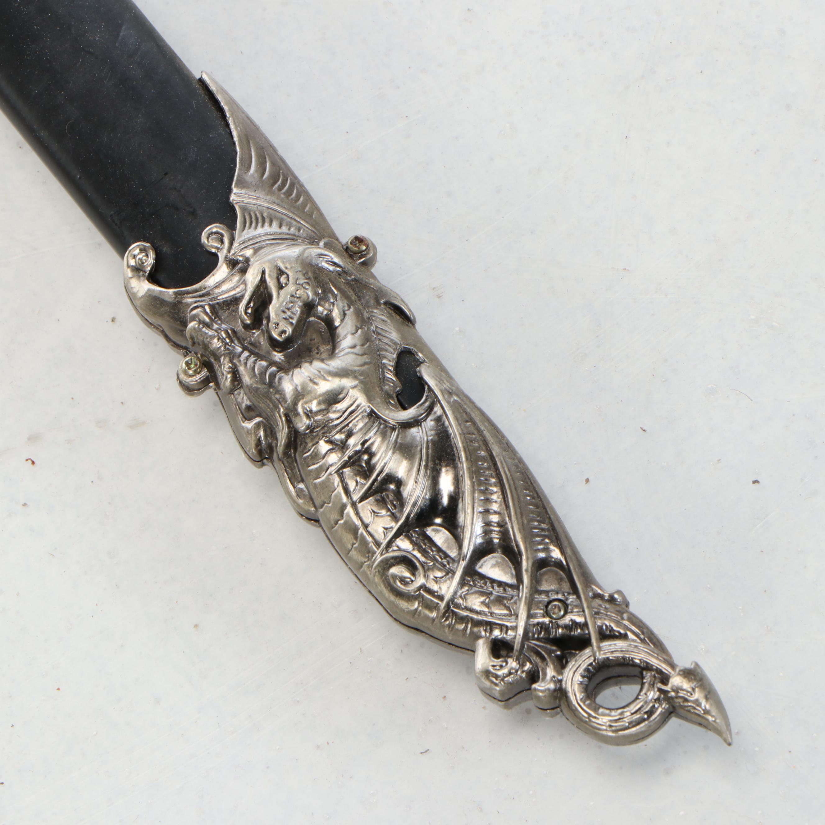 Dragon Motif Stainless Steel Fantasy Sword and Scabbard | EBTH