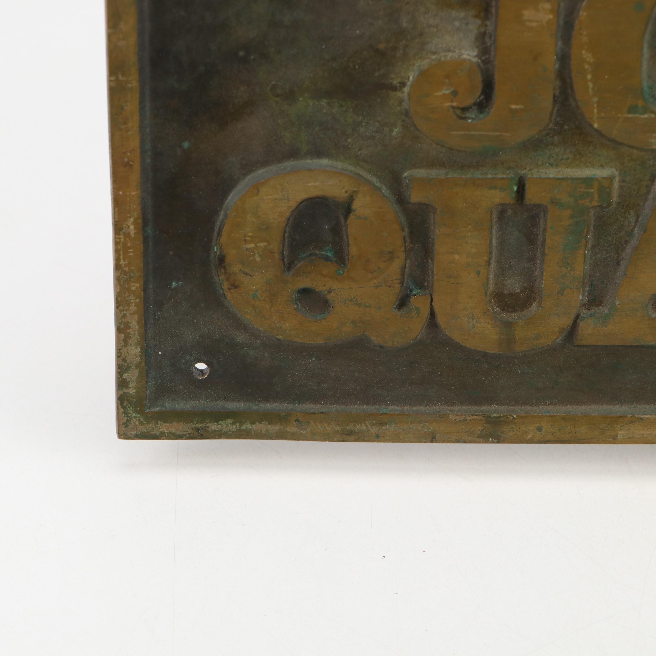 "Jockey Quarters" Cast Brass Sign | EBTH