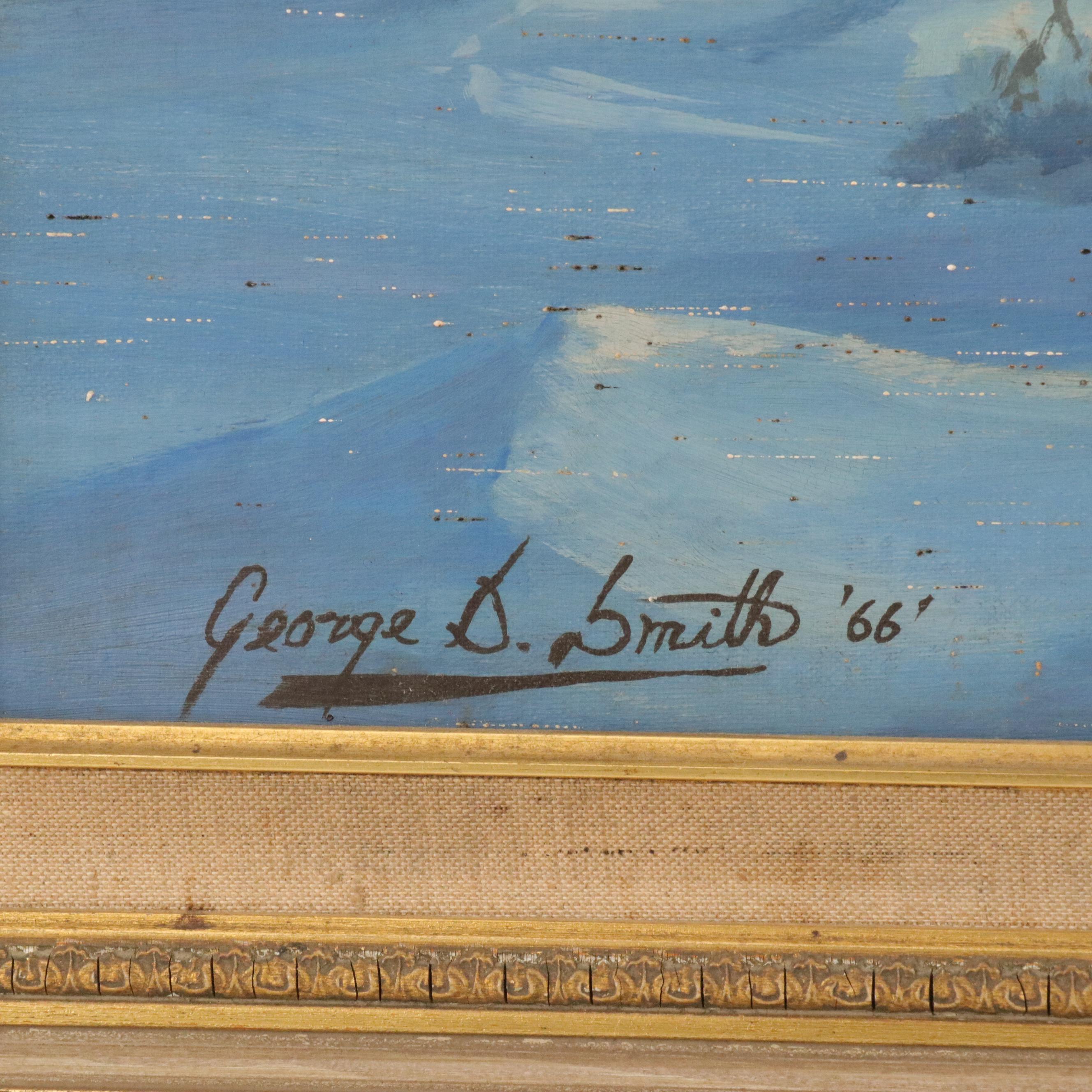 George Dee Smith Equestrian Oil Painting with Winter Mountainscape ...