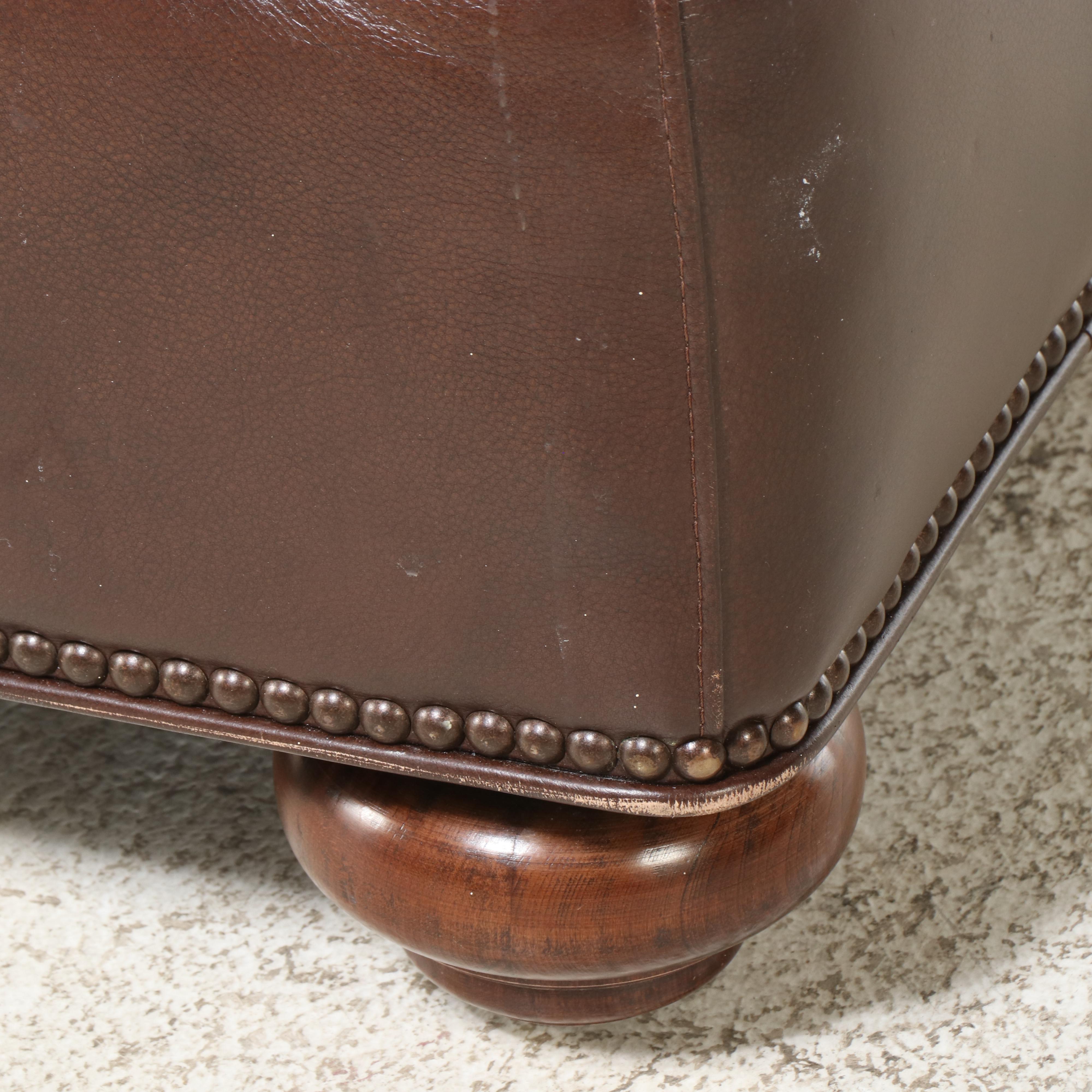 Stickley Leather Ottoman with Hooker Furniture Leather and Wood Office ...