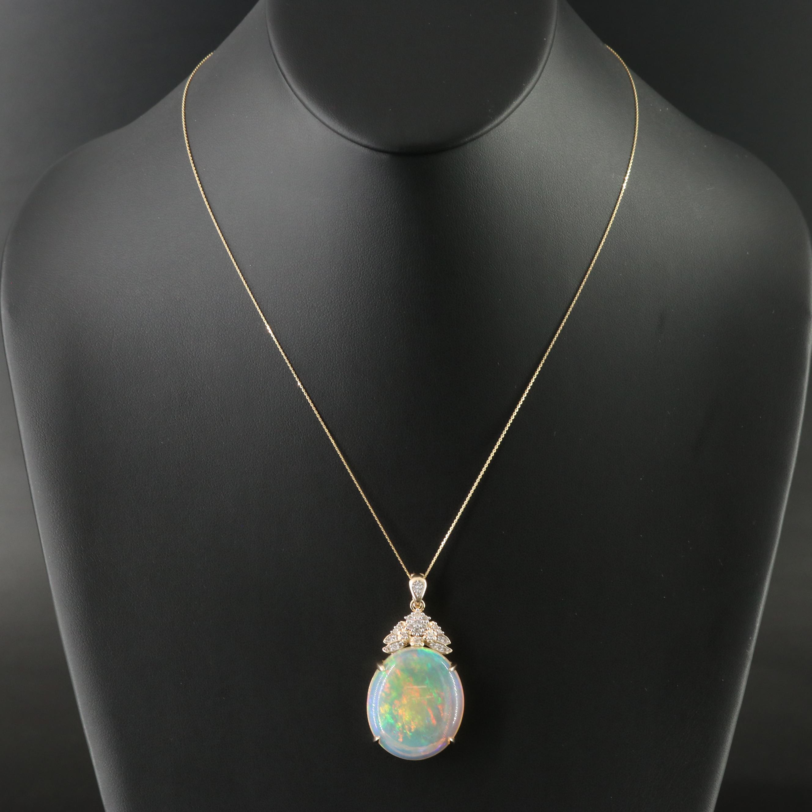 14K Opal and Diamond Enhancer Pendant Necklace | EBTH