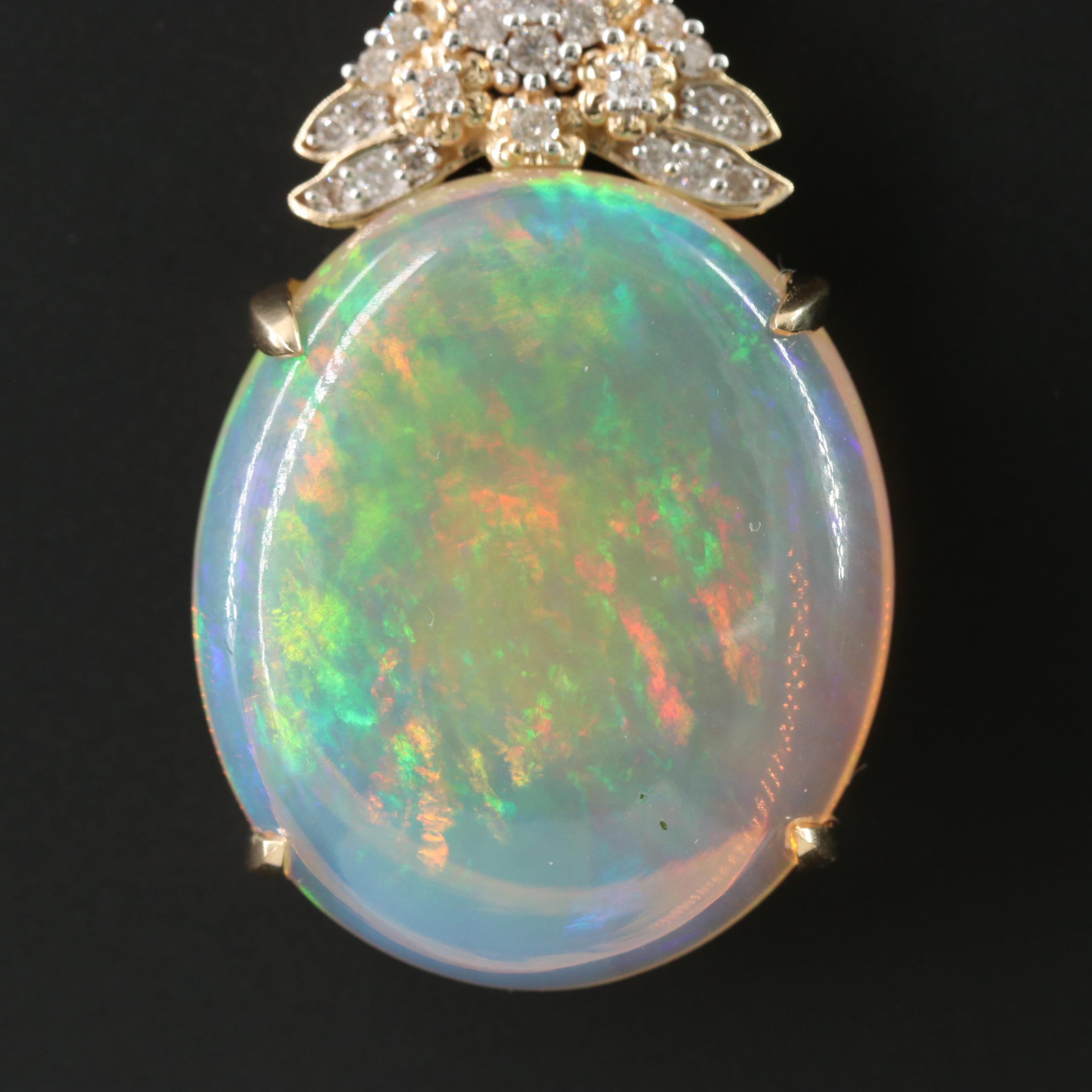 14K Opal and Diamond Enhancer Pendant Necklace | EBTH