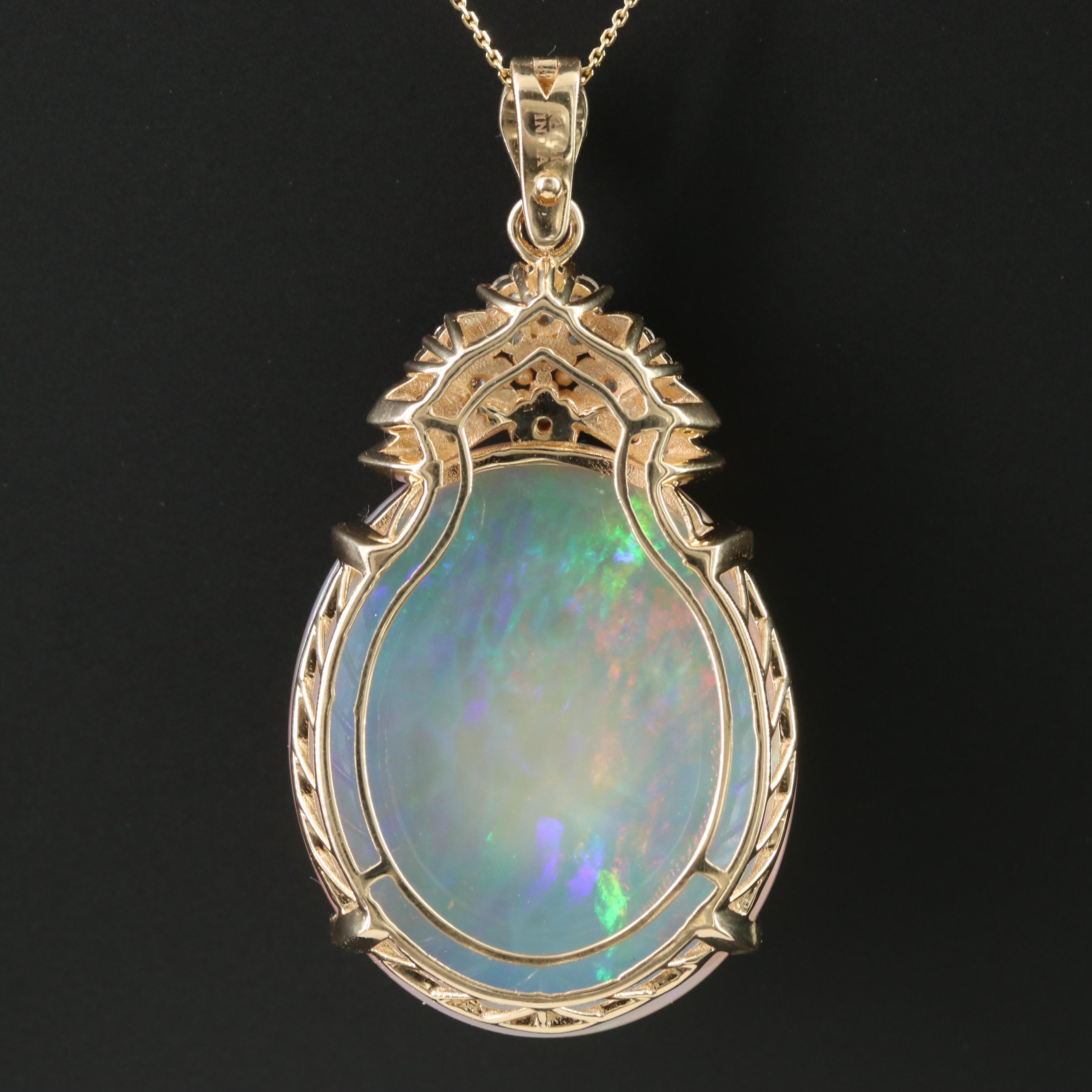 14K Opal and Diamond Enhancer Pendant Necklace | EBTH