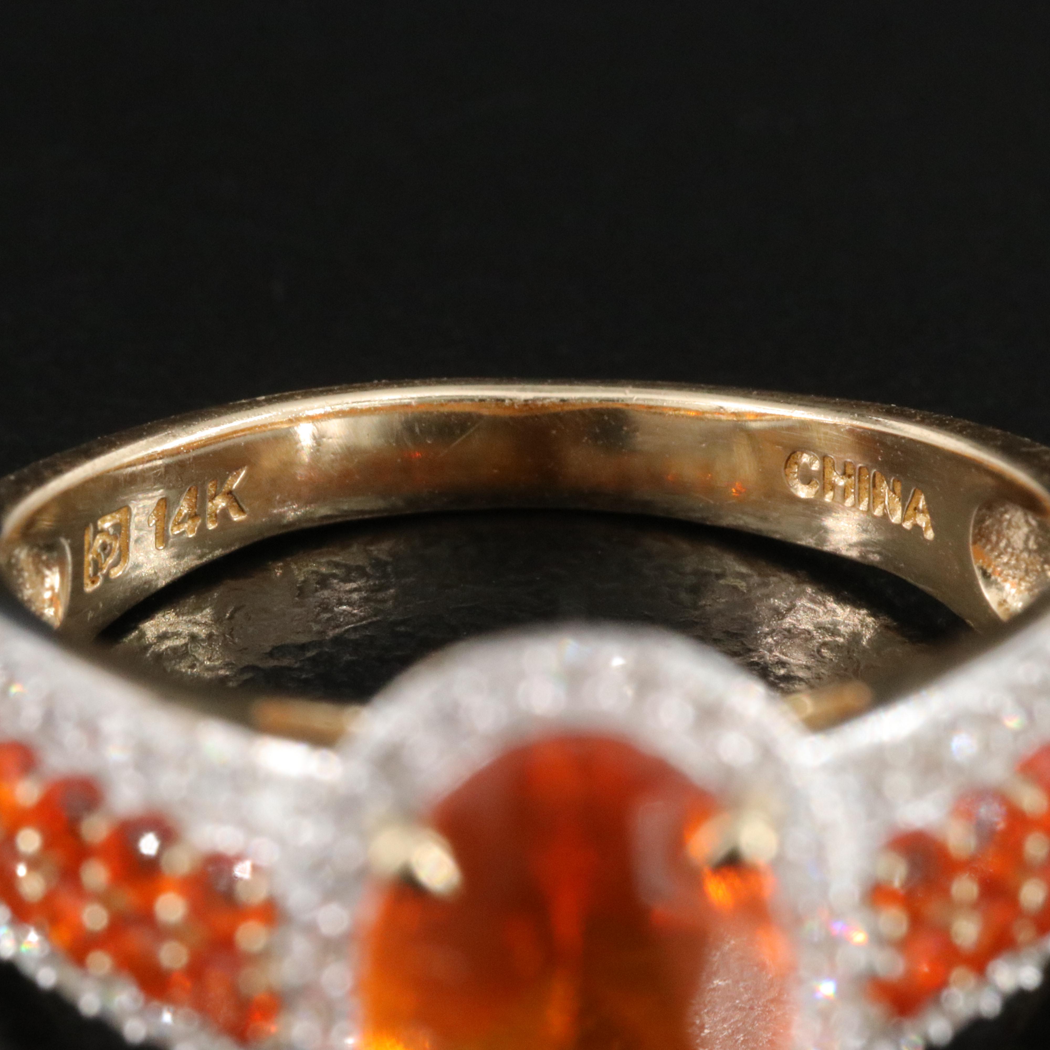 14K Fire Opal and Diamond Ring | EBTH