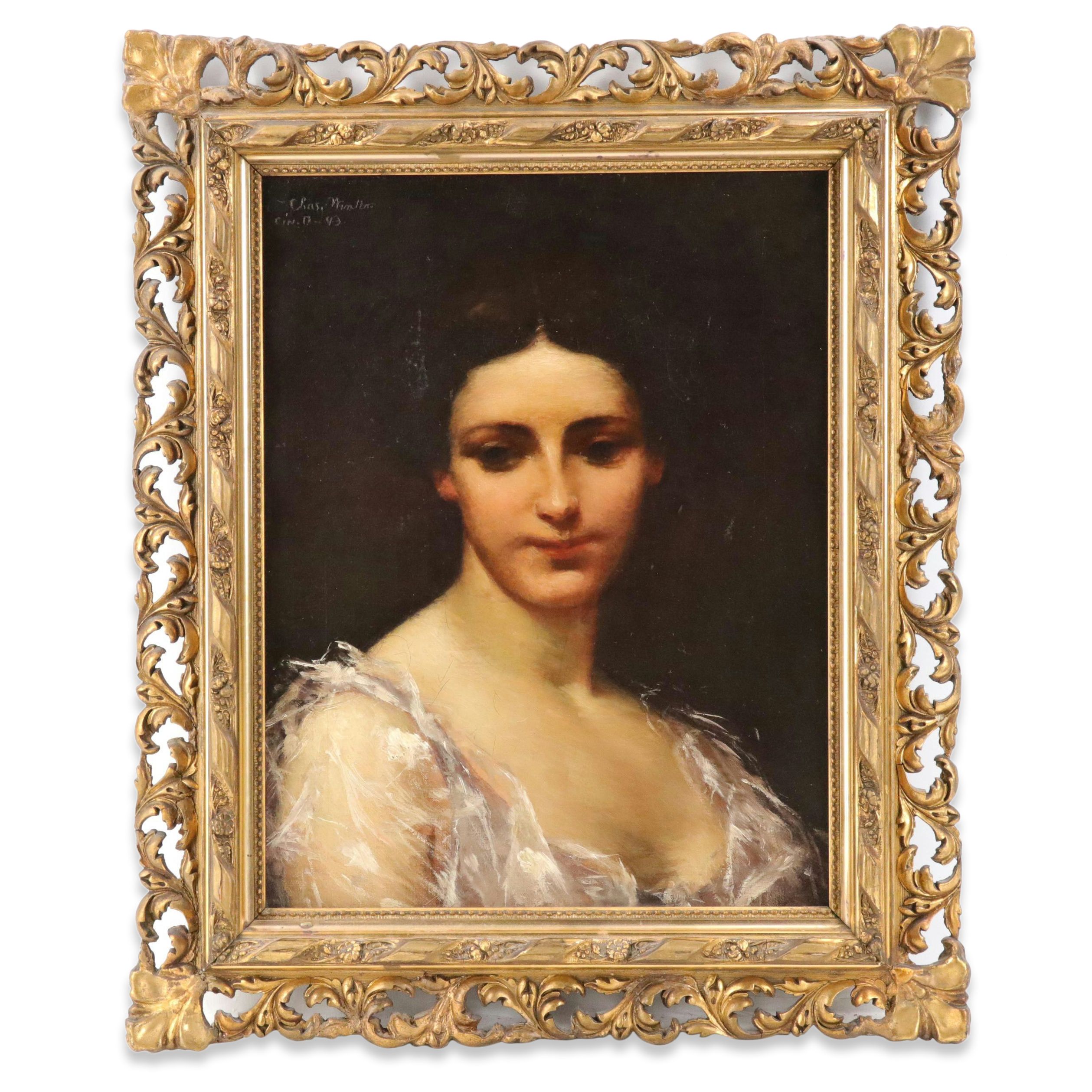 Charles Winter Oil Painting Portrait of Young Woman, 1893 | EBTH