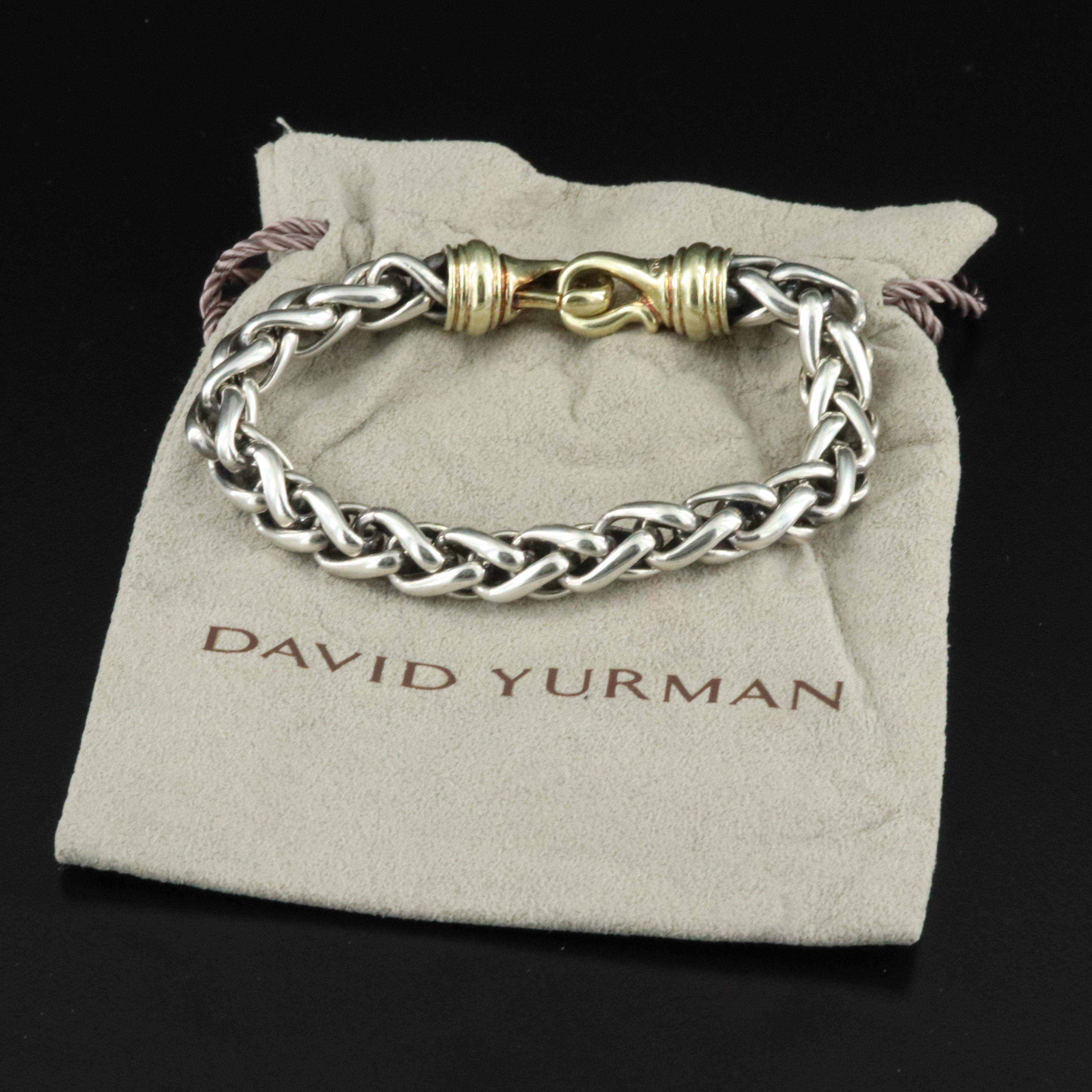 David Yurman Sterling and 14K Wheat Chain Bracelet | EBTH