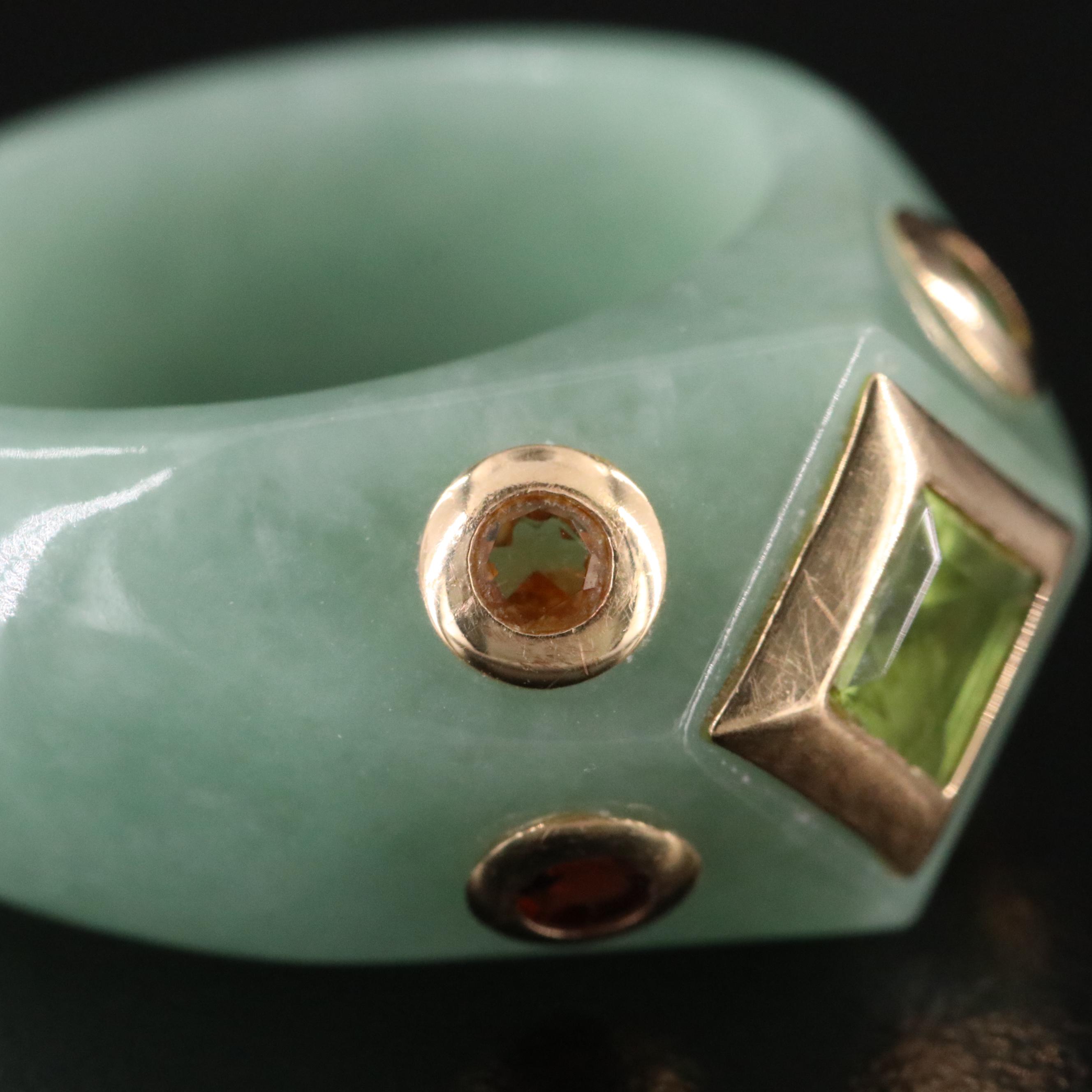 14K Jadeite Hololith and Gemstone Ring | EBTH