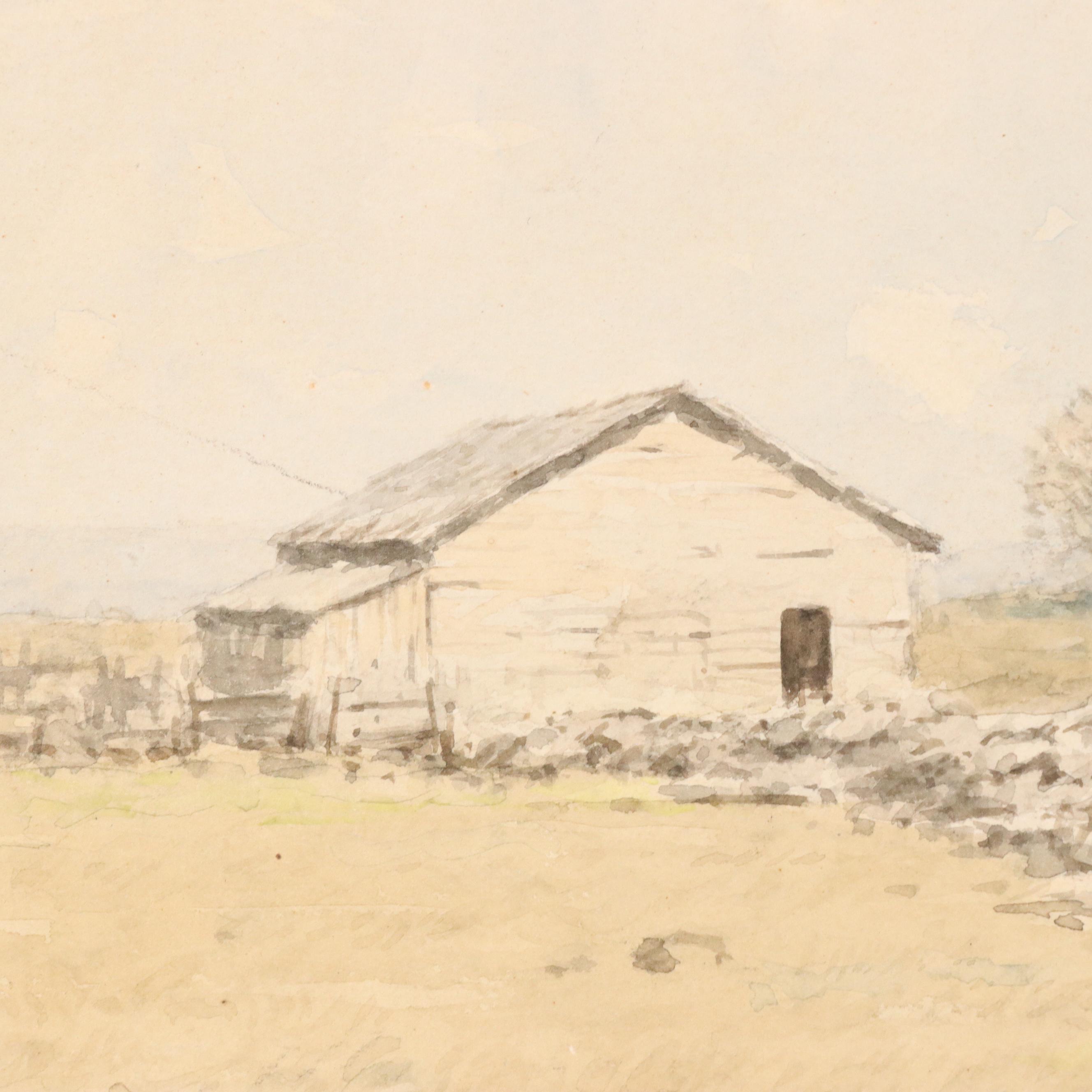 William Rowell Derrick Pastoral Landscape With Sheep Watercolor Painting | EBTH