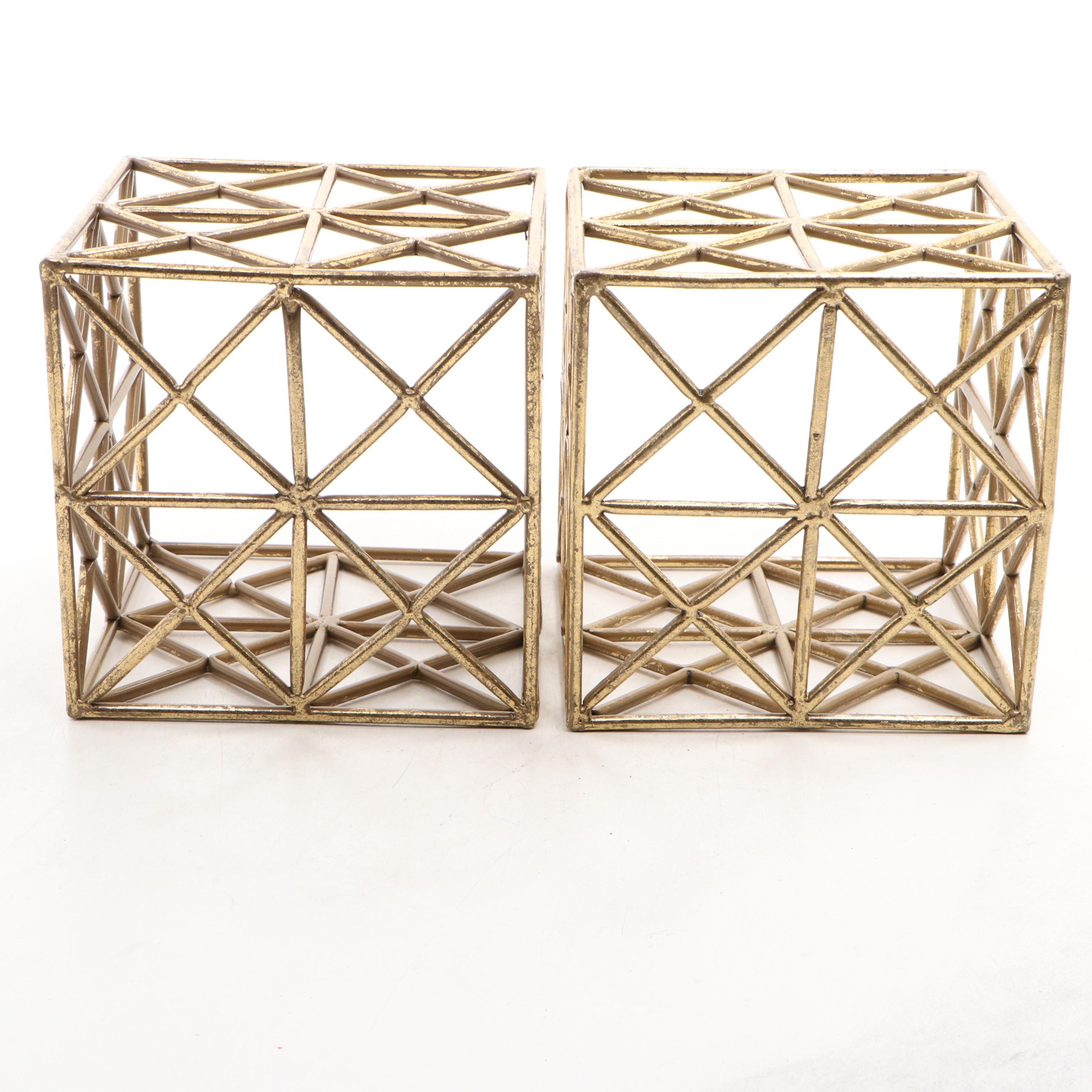 Gilt Metal Lattice-Work Decorative Cubes | EBTH