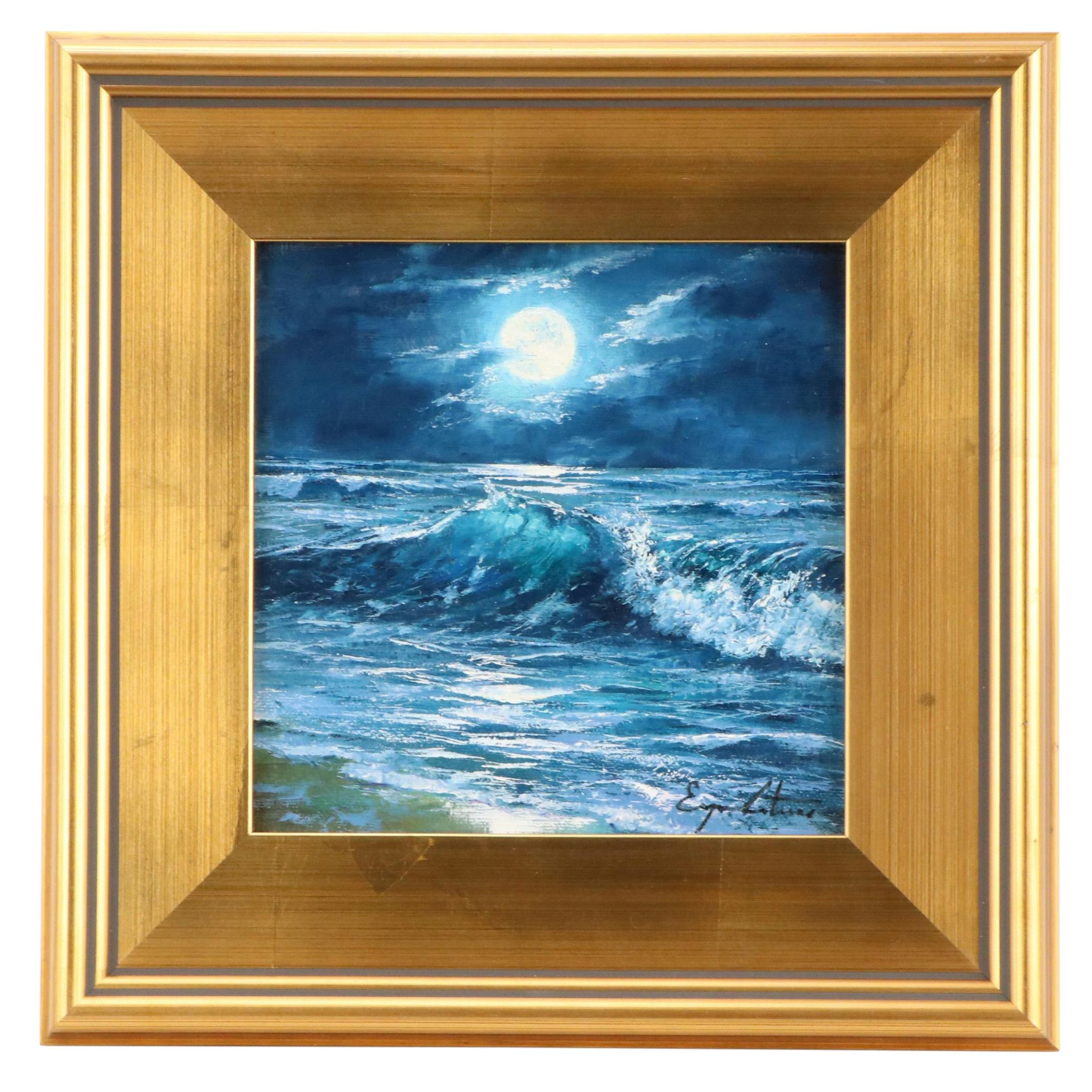 Jevgenijus Litvinas Seascape Oil Painting "Moonlight," 2025 | EBTH