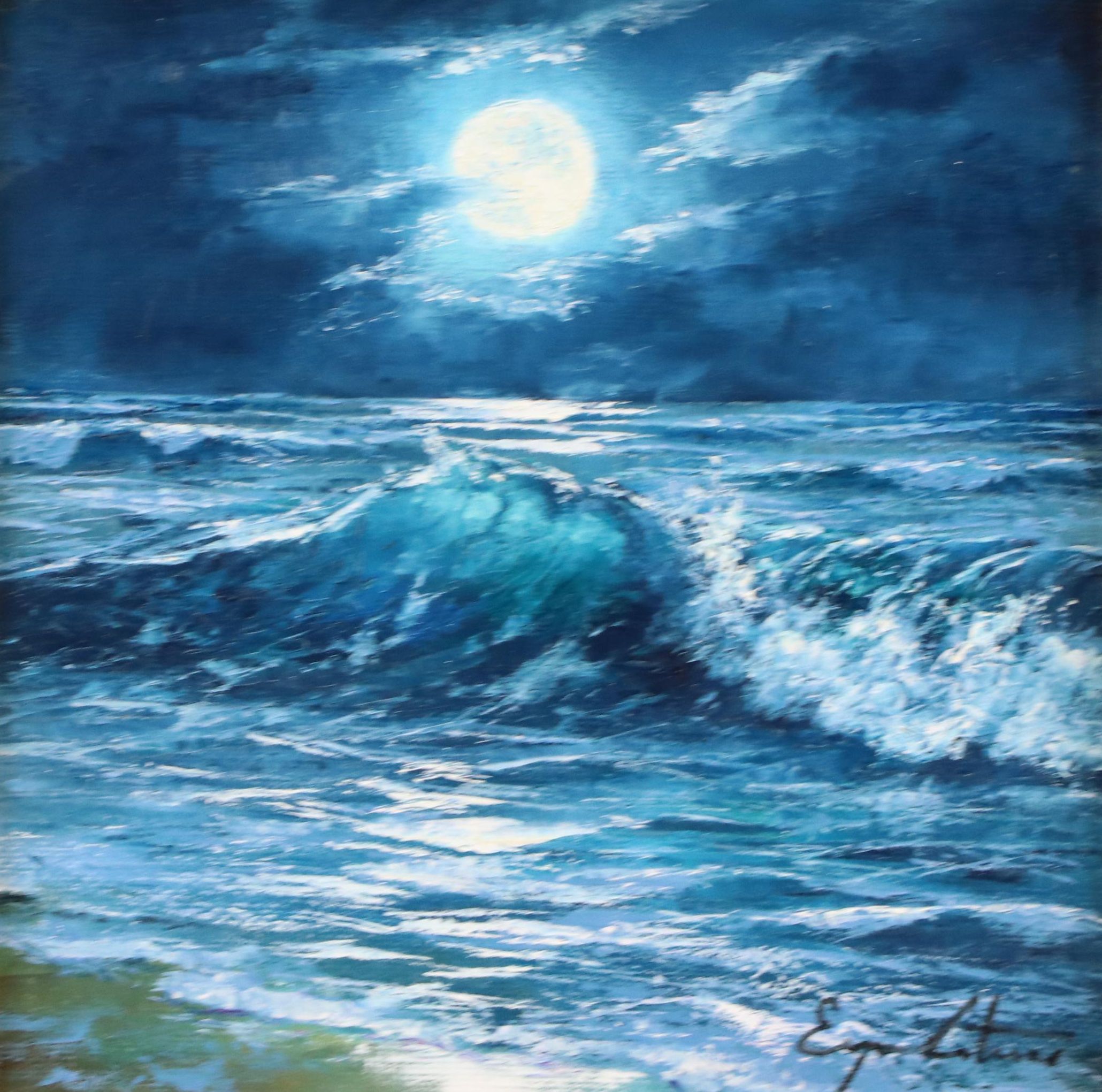 Jevgenijus Litvinas Seascape Oil Painting "Moonlight," 2025 | EBTH