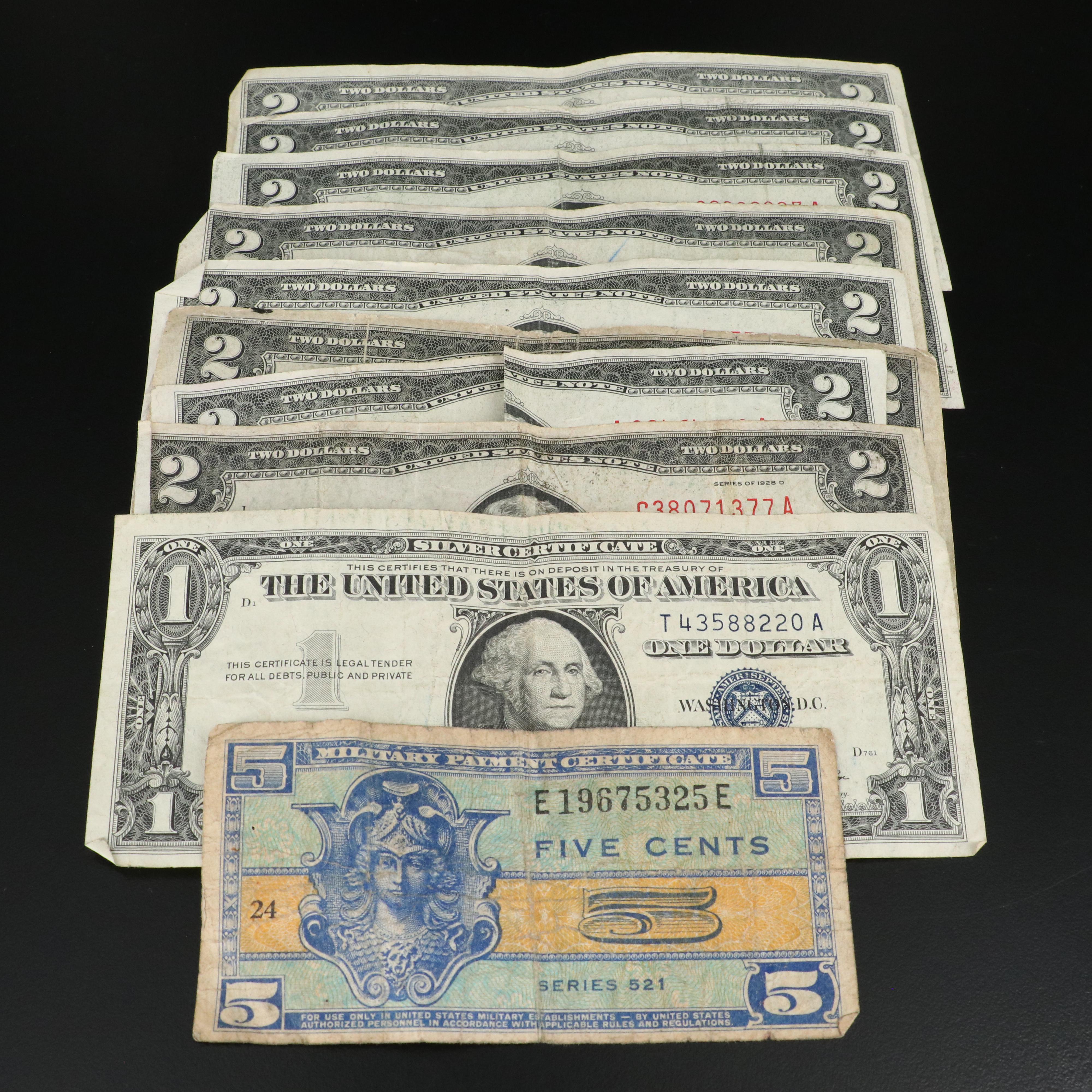 Silver Certificate and Eight Two Dollar notes | EBTH
