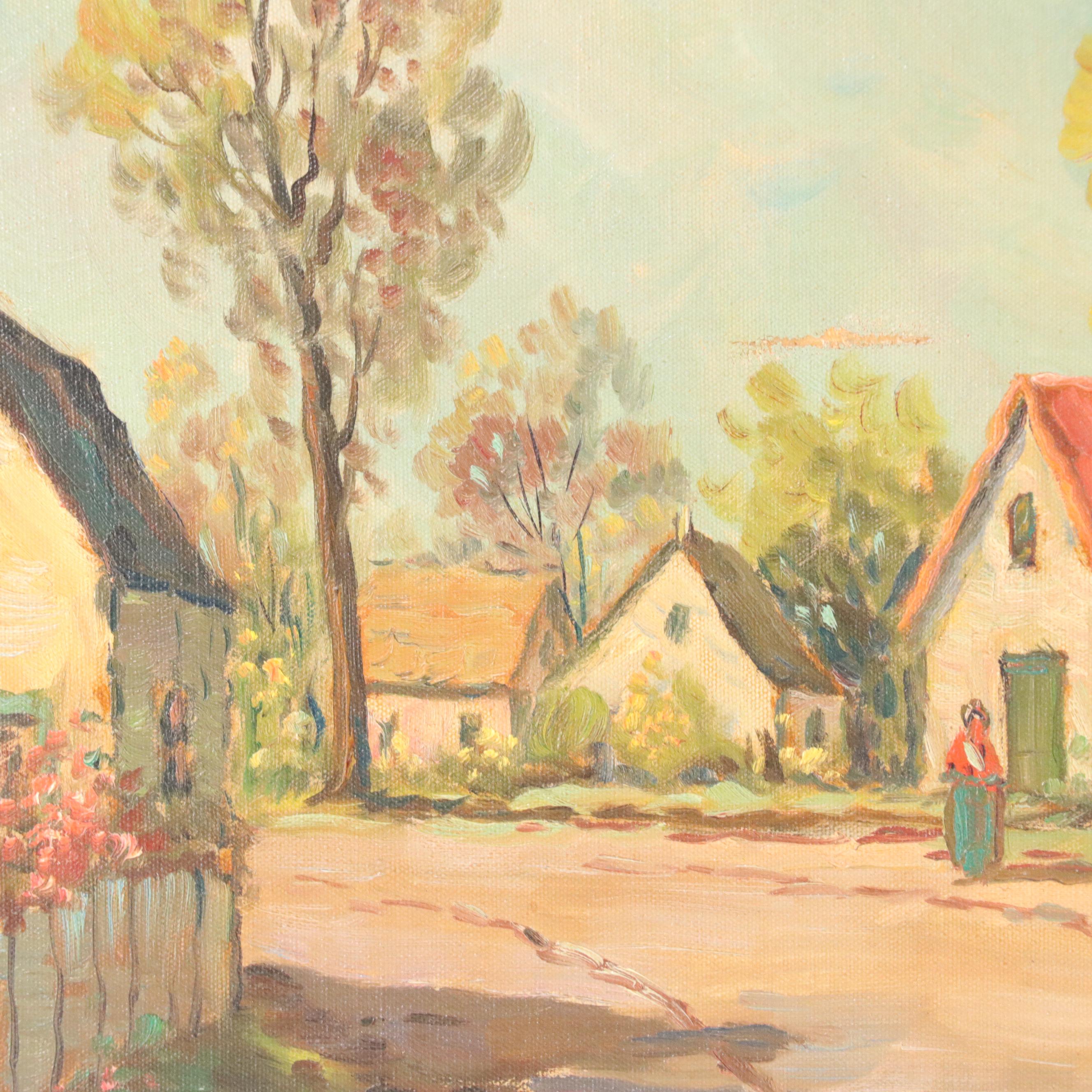 F. H. McKay Neighborhood Street Scene Oil Painting | EBTH