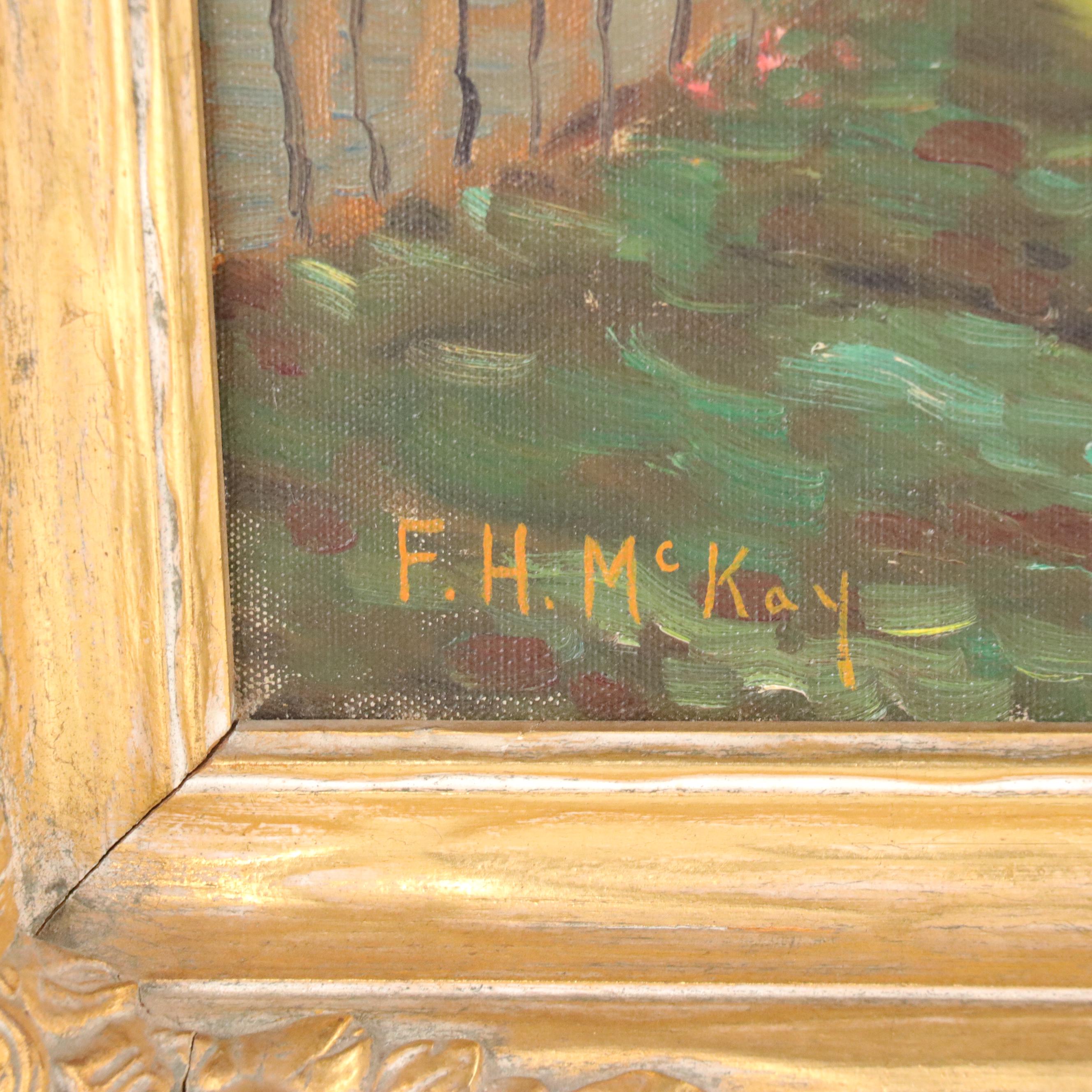 F. H. McKay Neighborhood Street Scene Oil Painting | EBTH