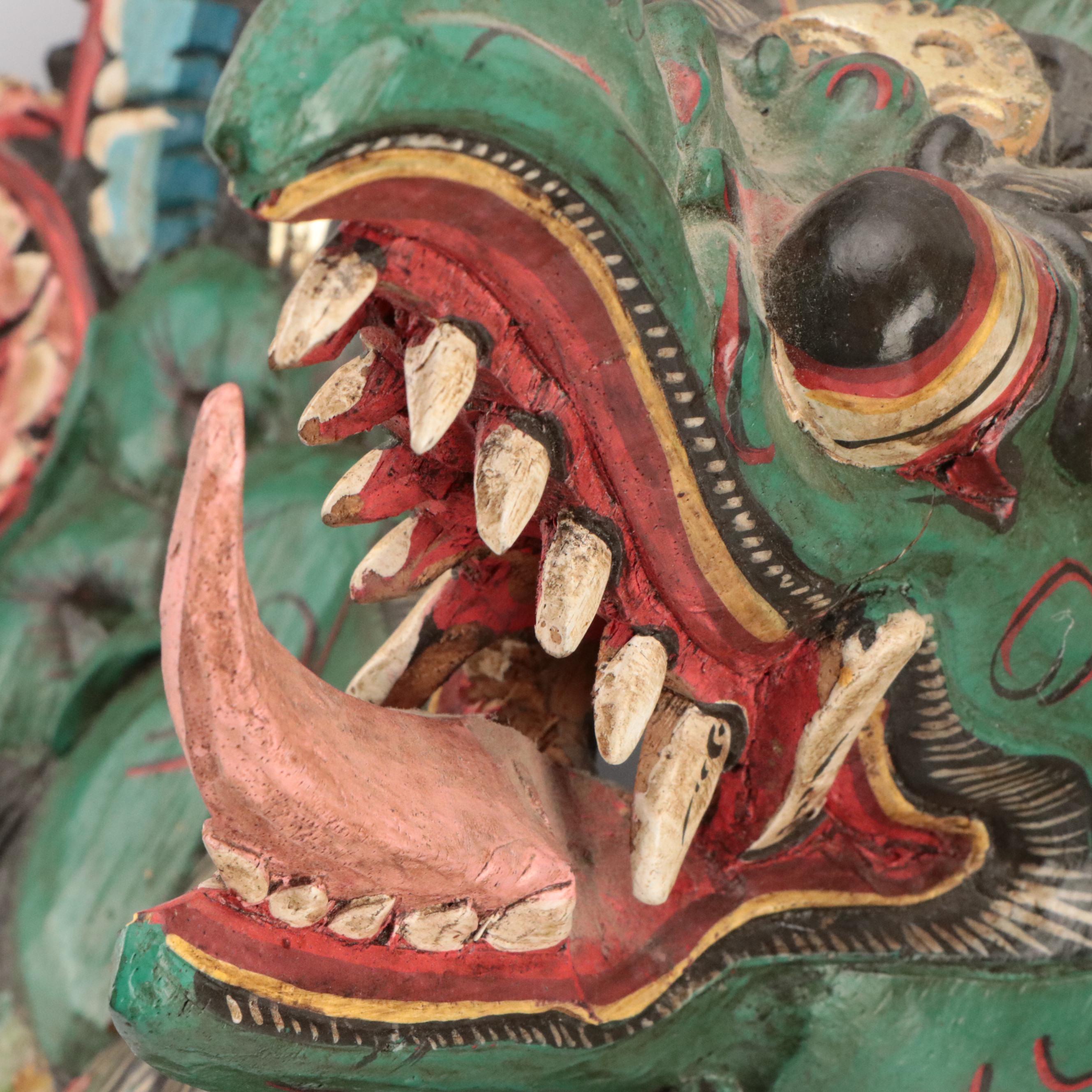 Balinese Painted Wood Paksi Festival Mask With Detachable Wings | EBTH