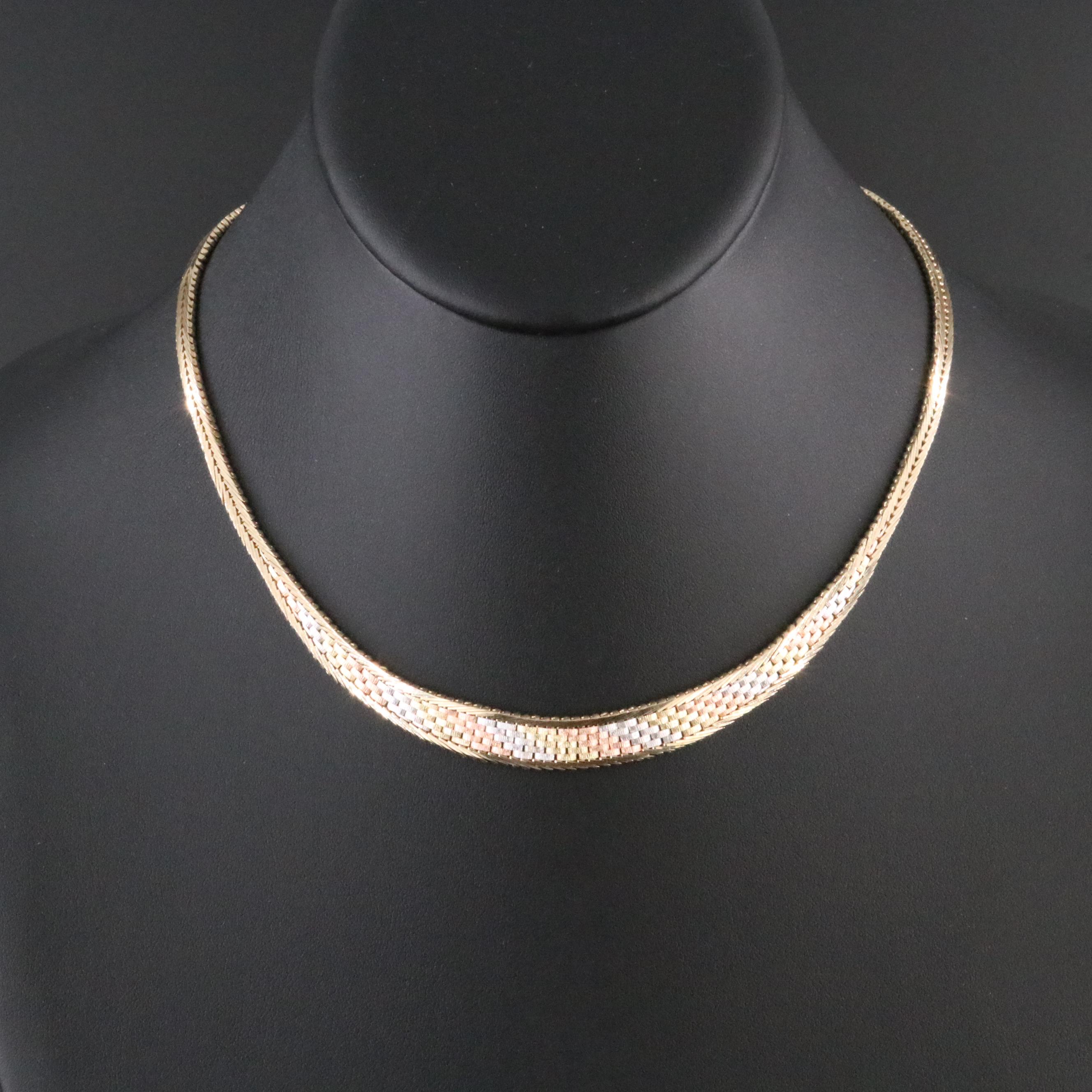 Italian 14K Tri-Color Riccio Necklace | EBTH