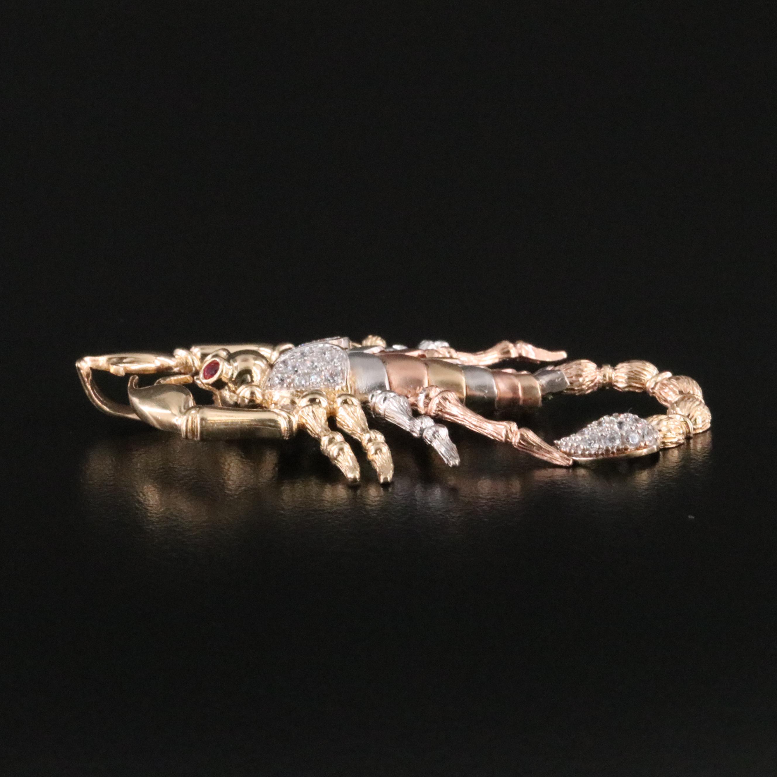 14K Tri-Color CTW Diamond Articulated Scorpion Pendant | EBTH