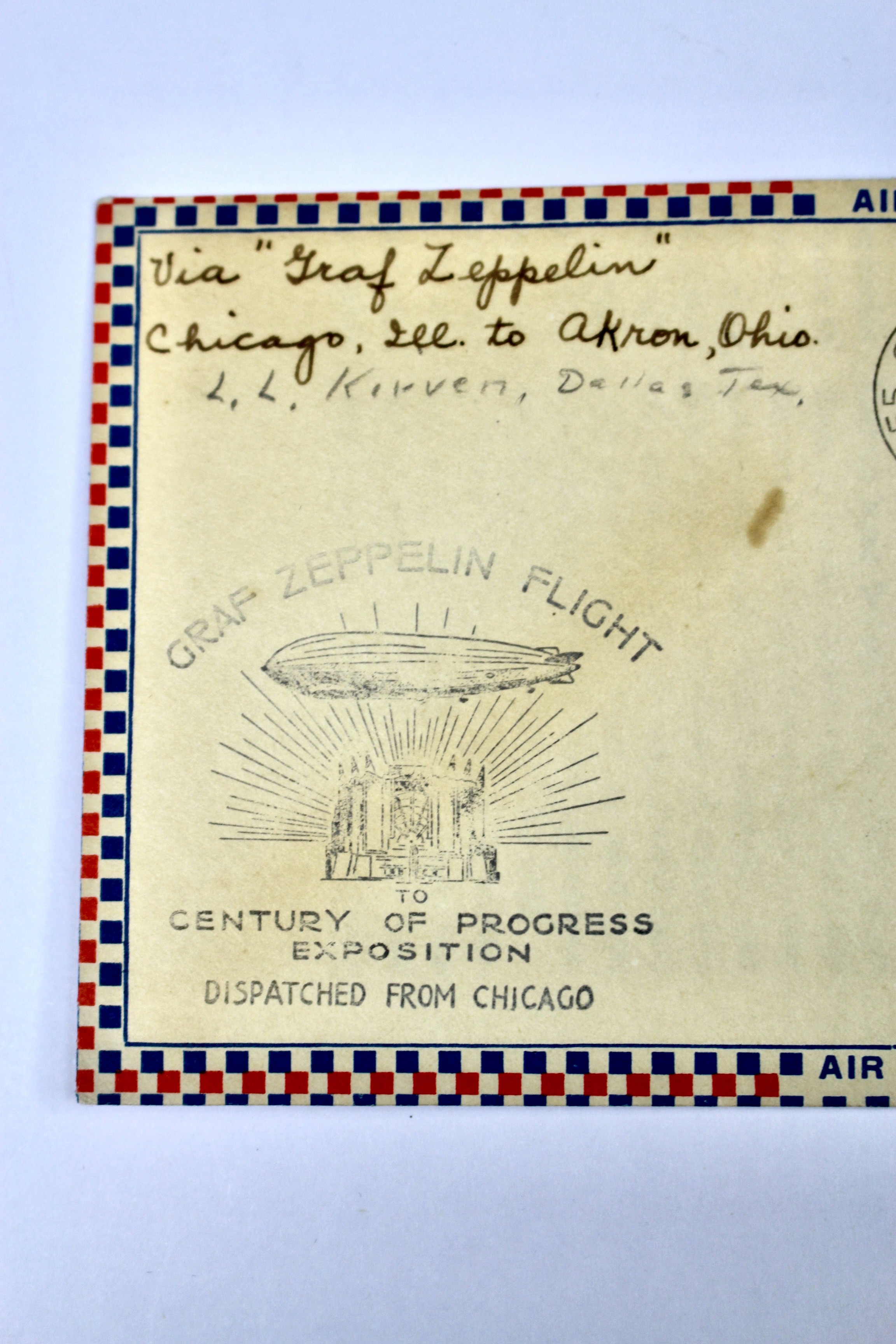 1933 Century of Progress Graf Zeppelin Postal Cover, Including Airmail ...