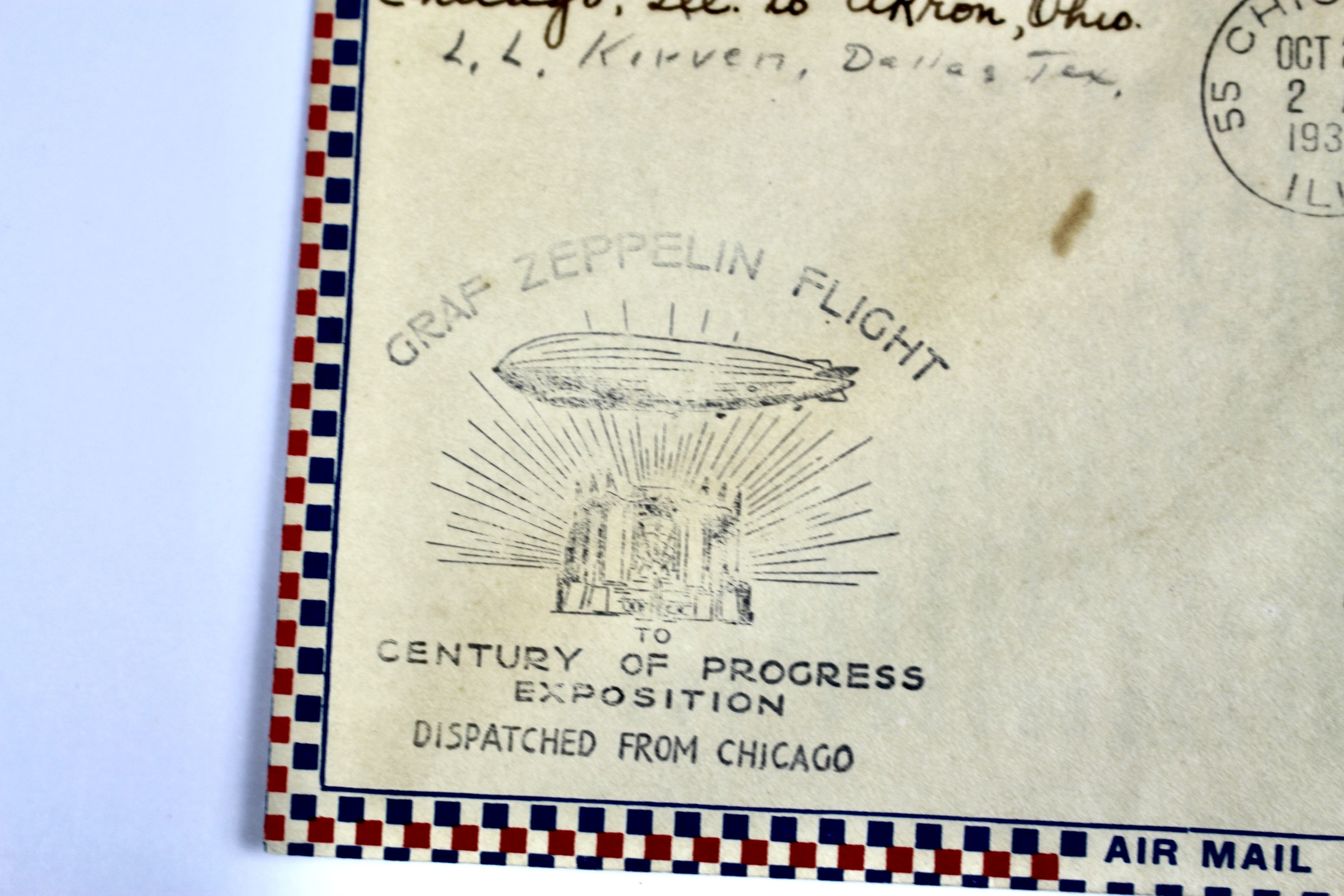 1933 Century of Progress Graf Zeppelin Postal Cover, Including Airmail ...