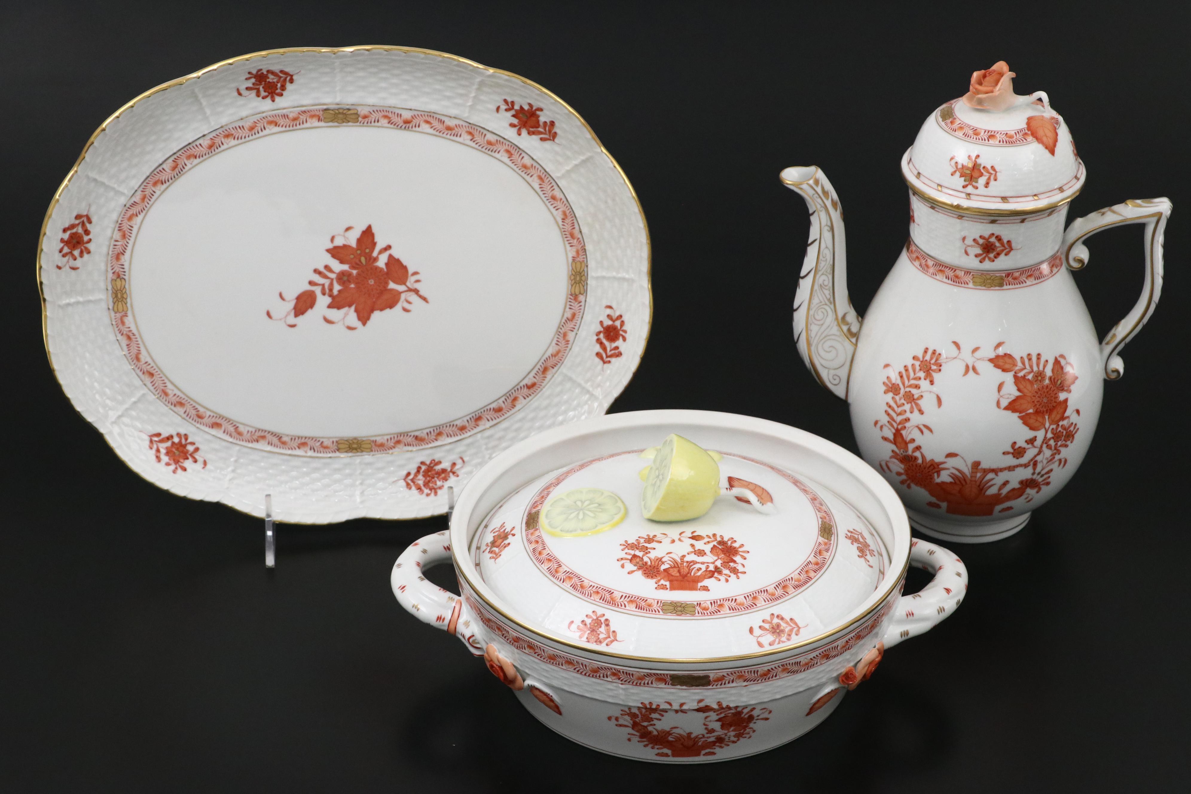 Herend "Chinese Bouquet Rust" Porcelain Dinnerware | EBTH
