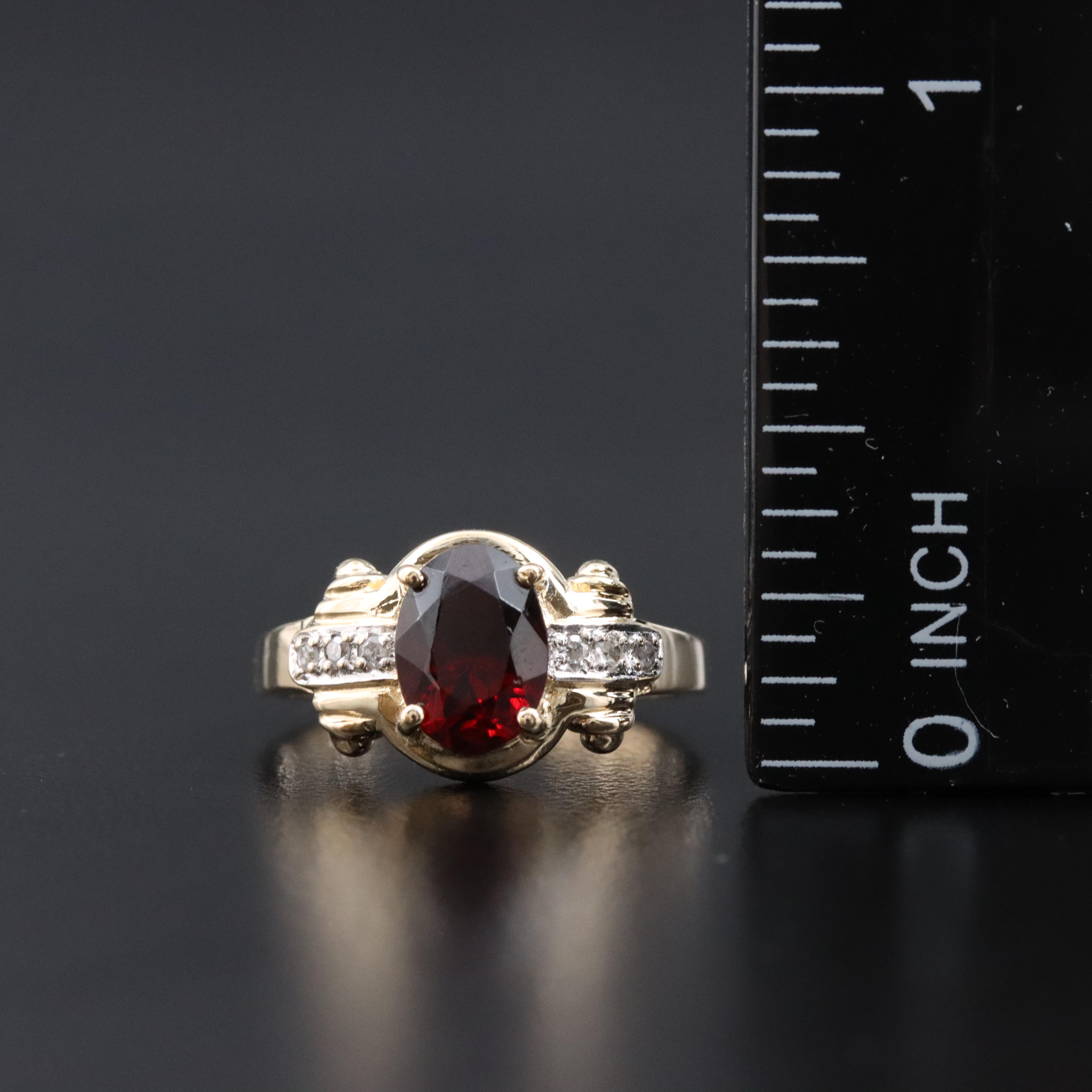 14K Garnet and Diamond Ring | EBTH