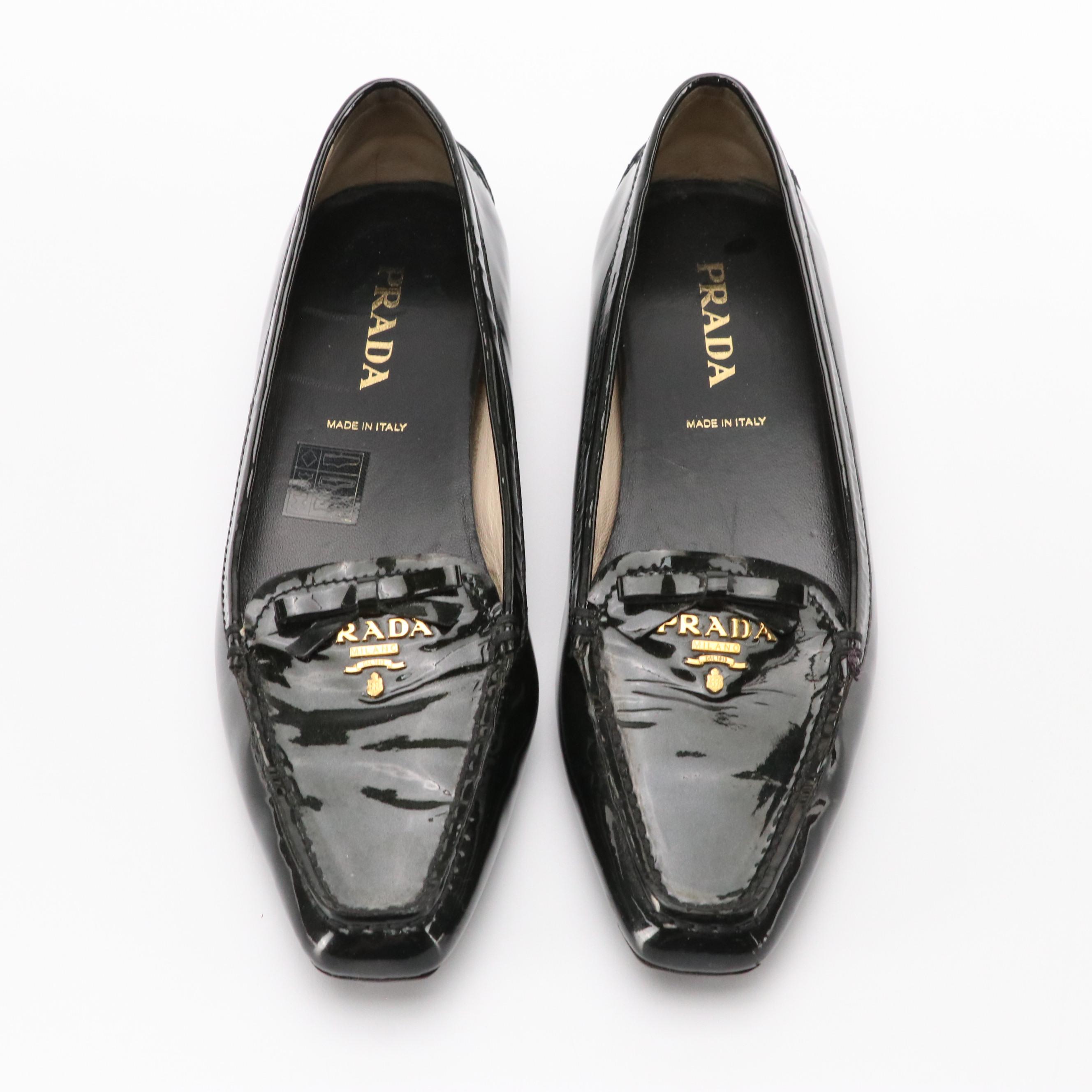 Prada Bow Driving Shoes in Patent Leather | EBTH