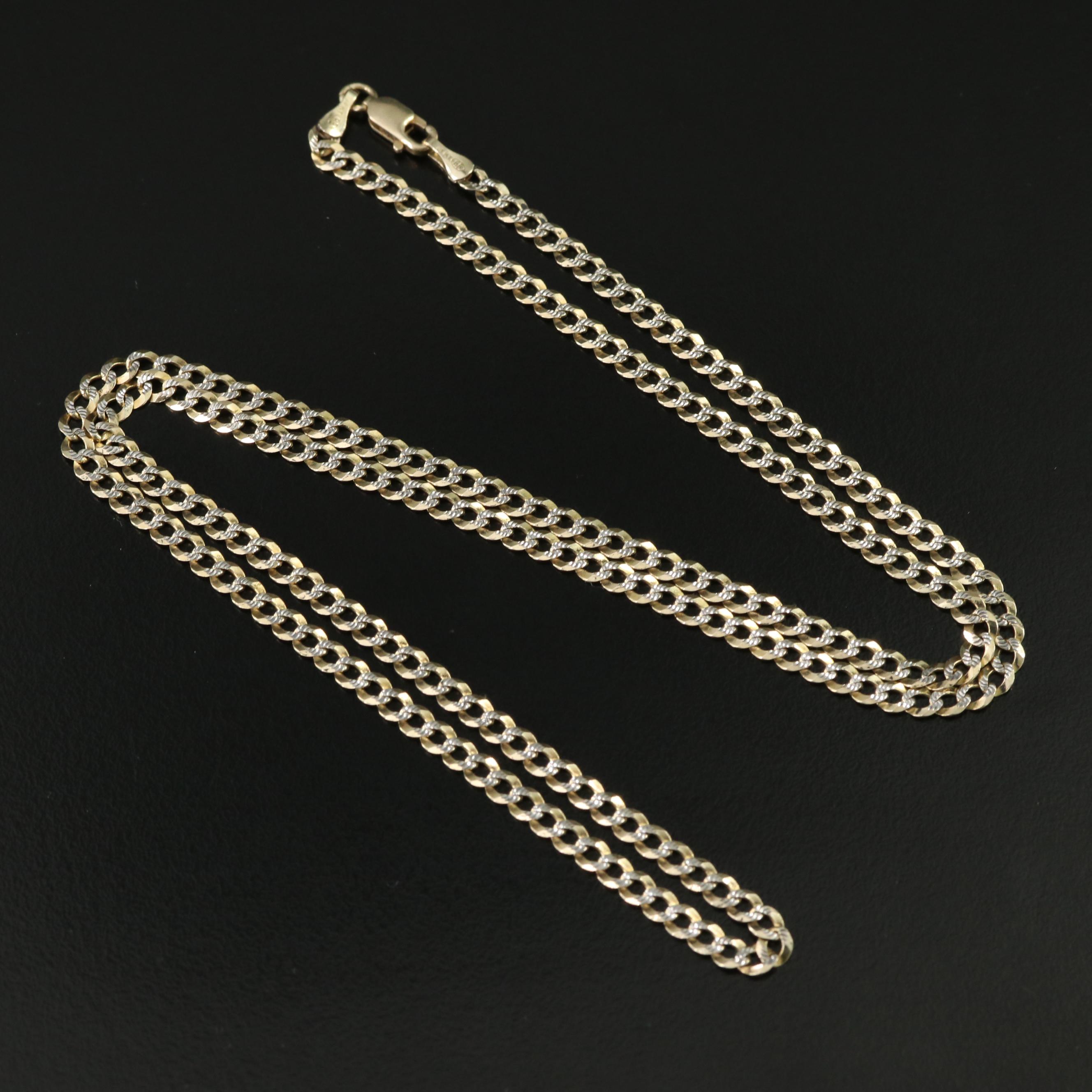 14K Two-Tone Italian Curb Chain Necklace | EBTH