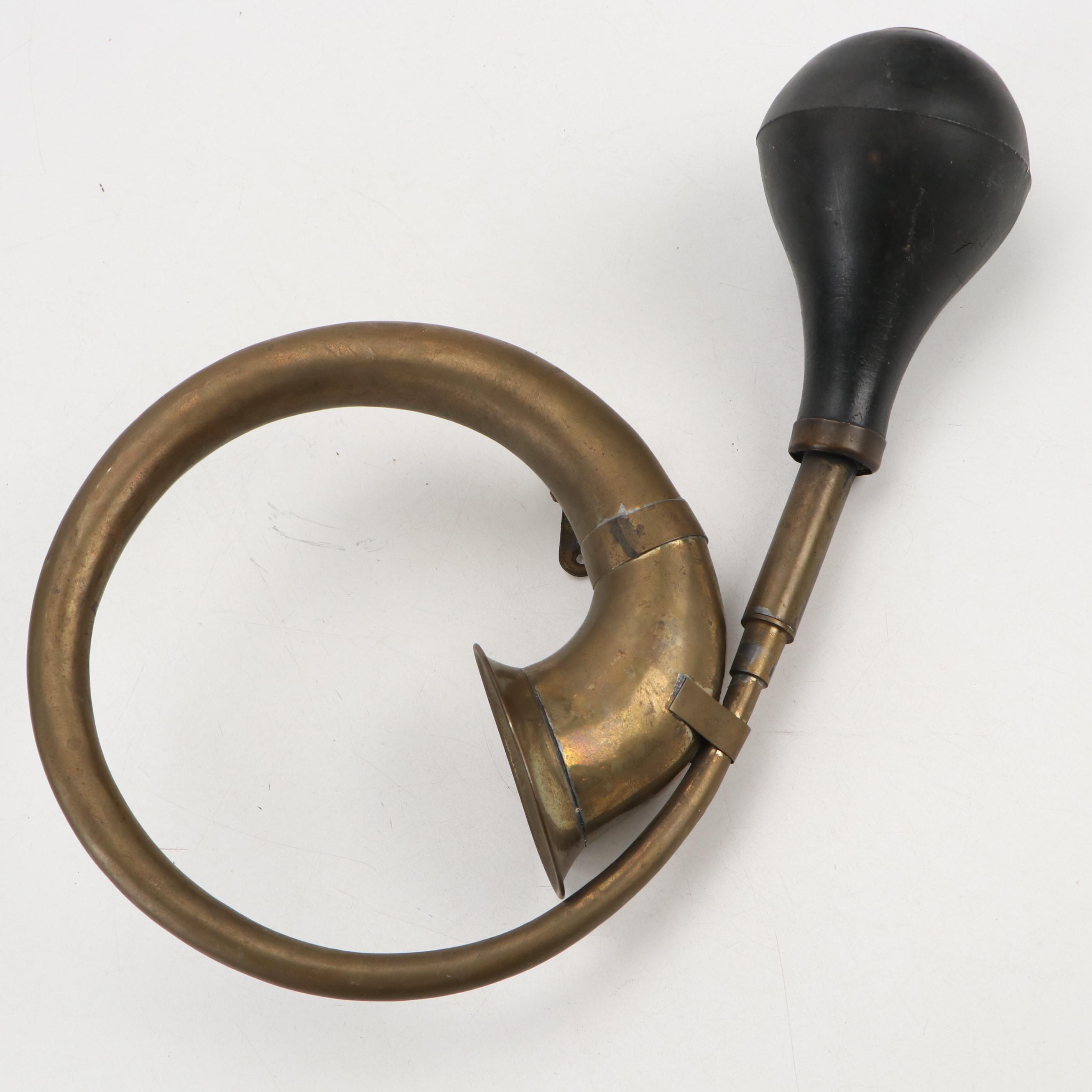 Wooden Bath Thermometer, Brass Carn Horn, and Other Décor, 20th Century ...