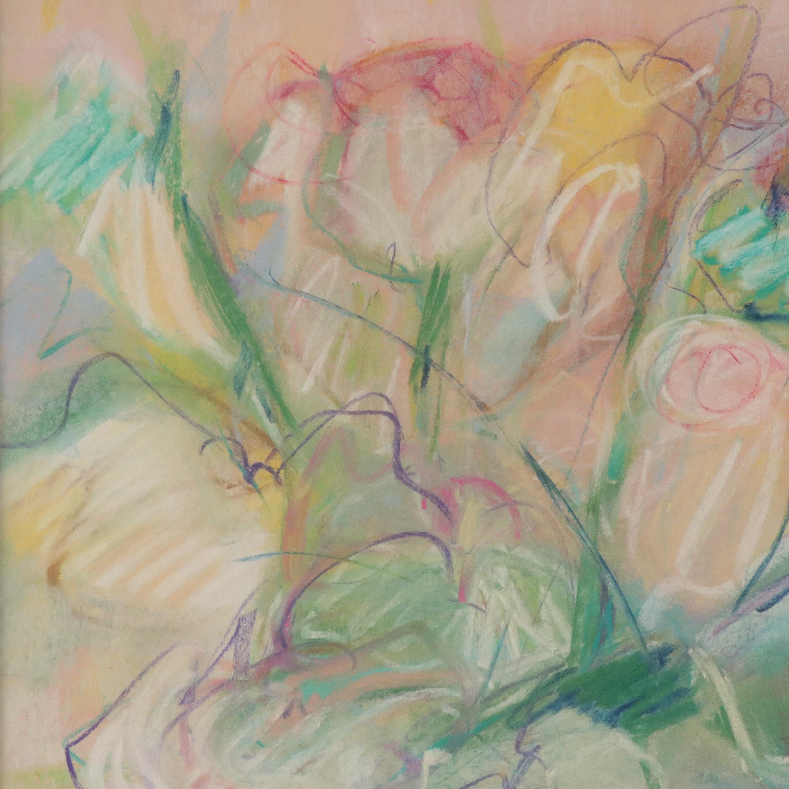 Willis Stylized Floral Still Life Chalk Pastel Drawing, 1986 | EBTH