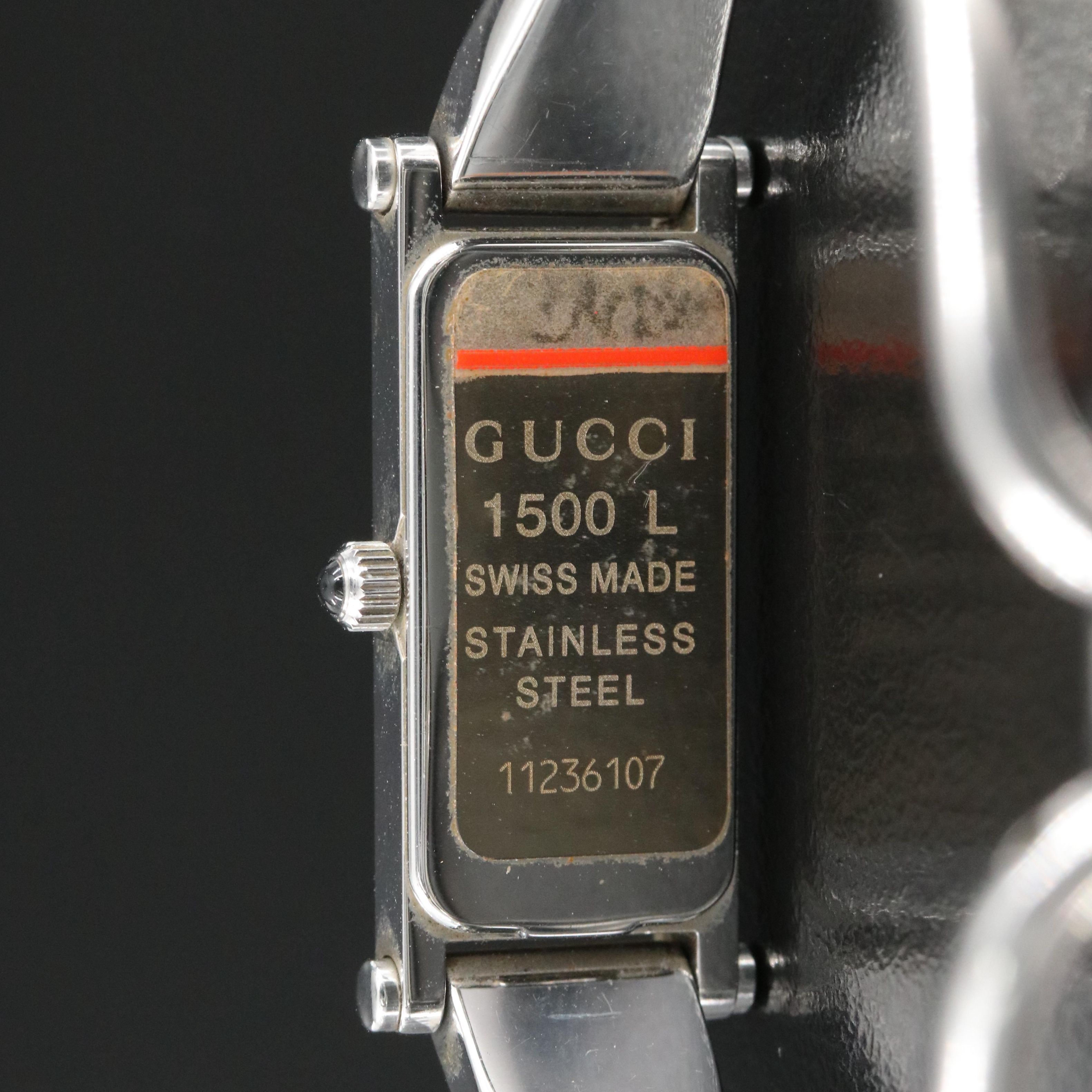 Gucci 1500L Black Dial 14mm Steel Quartz Watch | EBTH